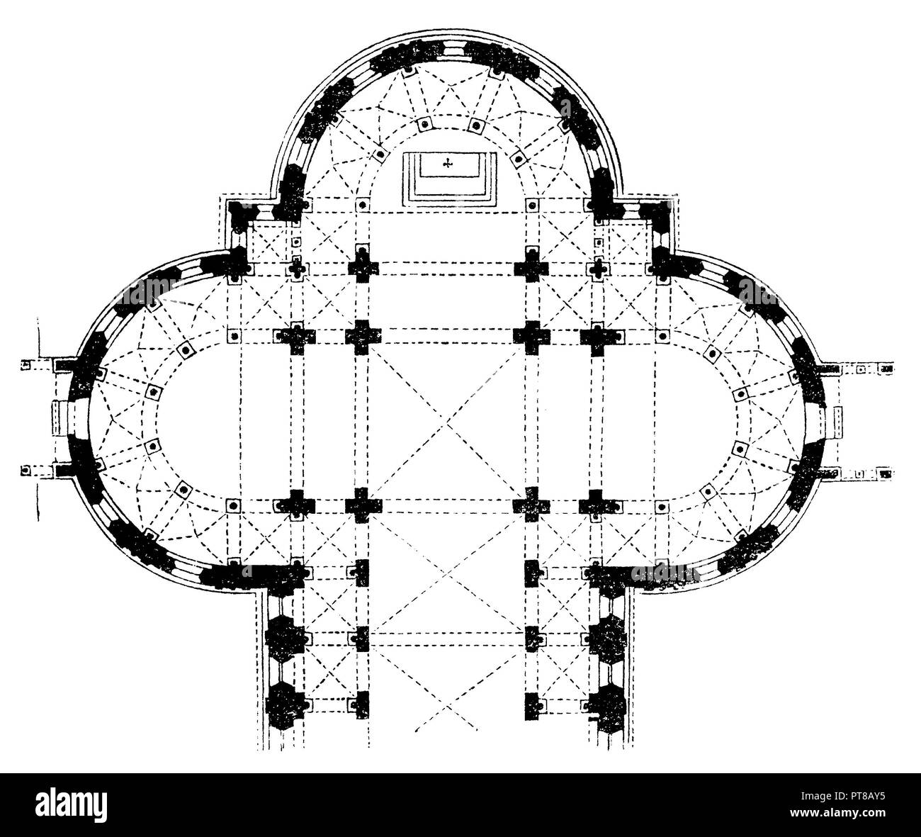 S. Maria in the Capitol in Cologne: floor plan, 1870 Stock Photo - Alamy