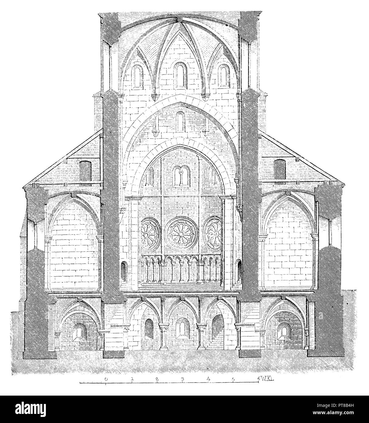 Church of Trebitsch. cross-section, 1870 Stock Photo - Alamy