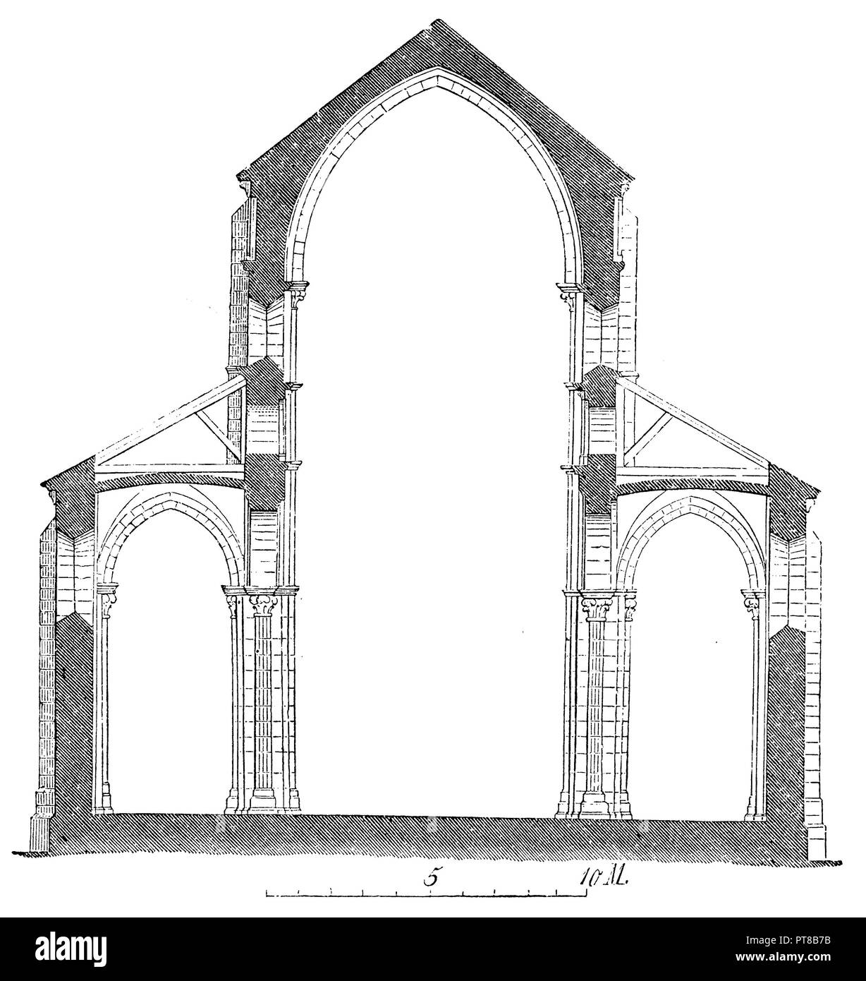 Cathedral to Autun. cross-section, 1870 Stock Photo - Alamy