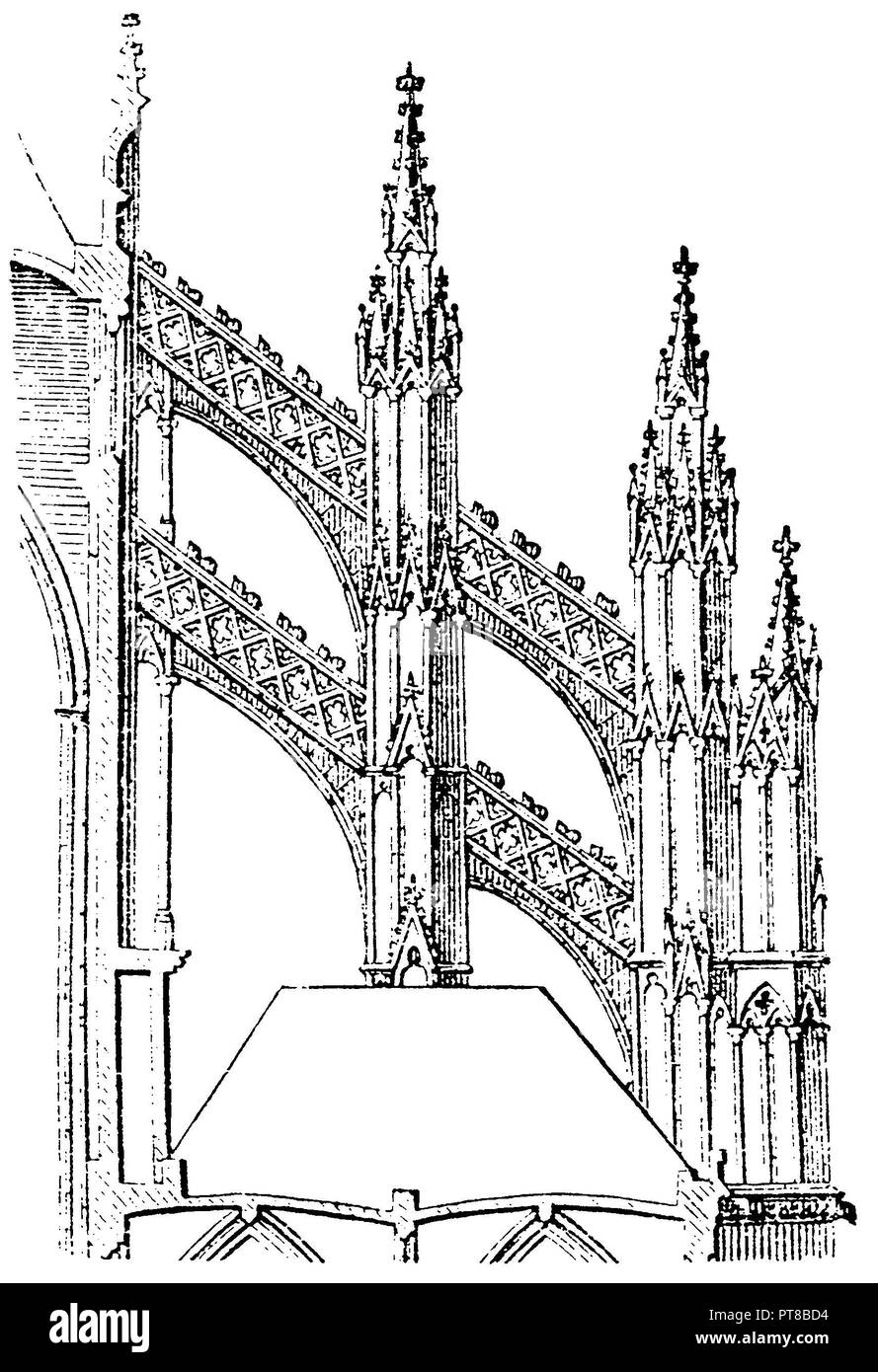 Part of the cross section of the Cologne Cathedral, 1870 Stock Photo ...