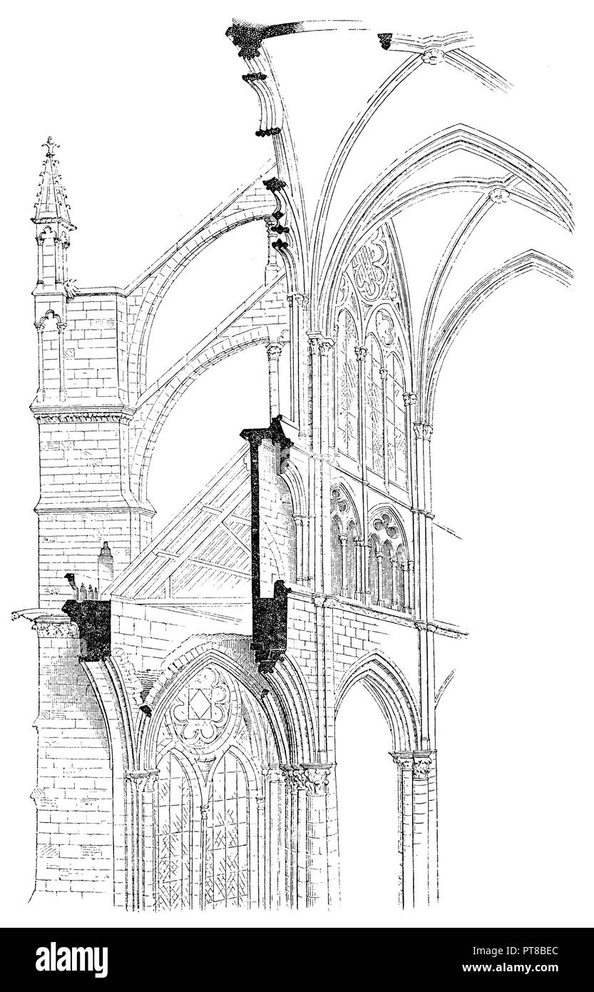 Cathedral of Amiens: cross-section, 1870 Stock Photo - Alamy