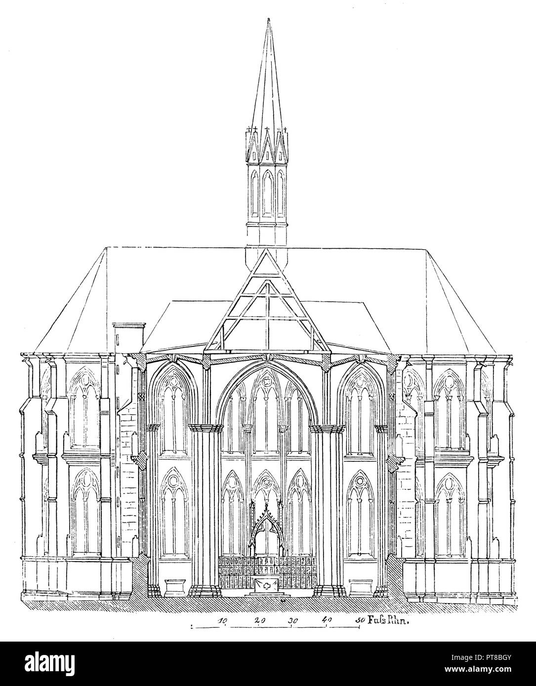 Cross section architecture engraving Black and White Stock Photos ...