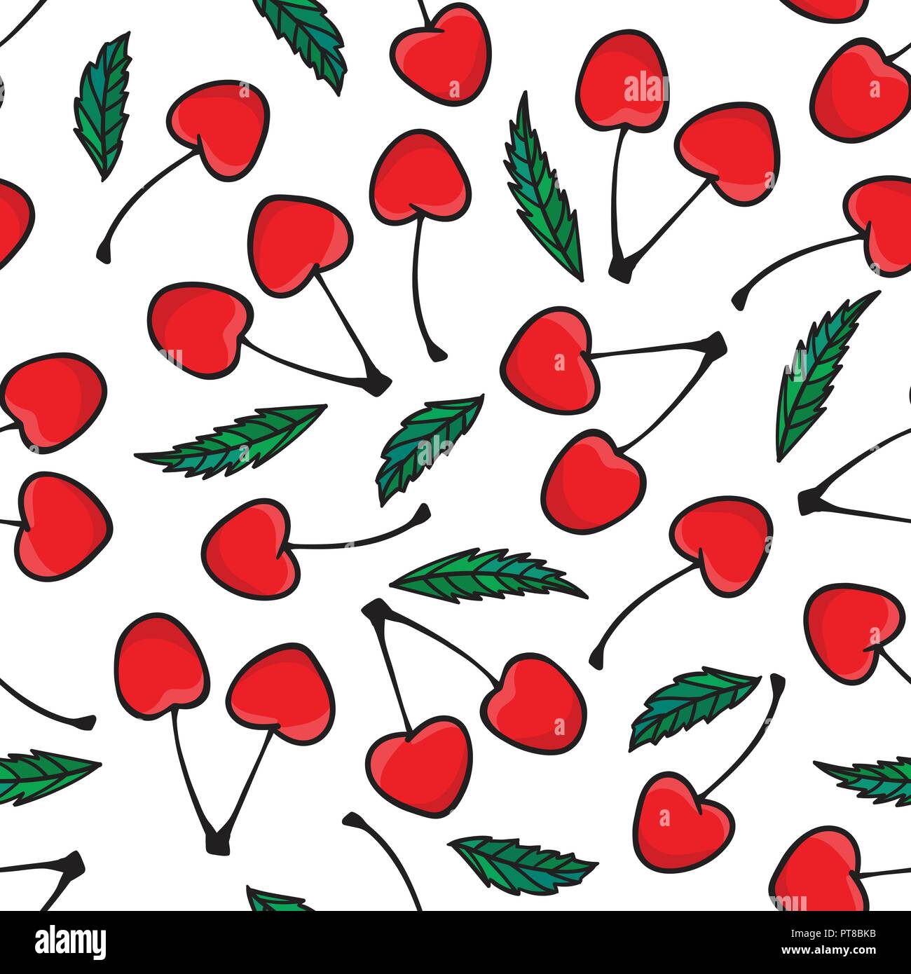 Hand drawing Cherry berry Fashion sketch seamless pattern isolated on ...