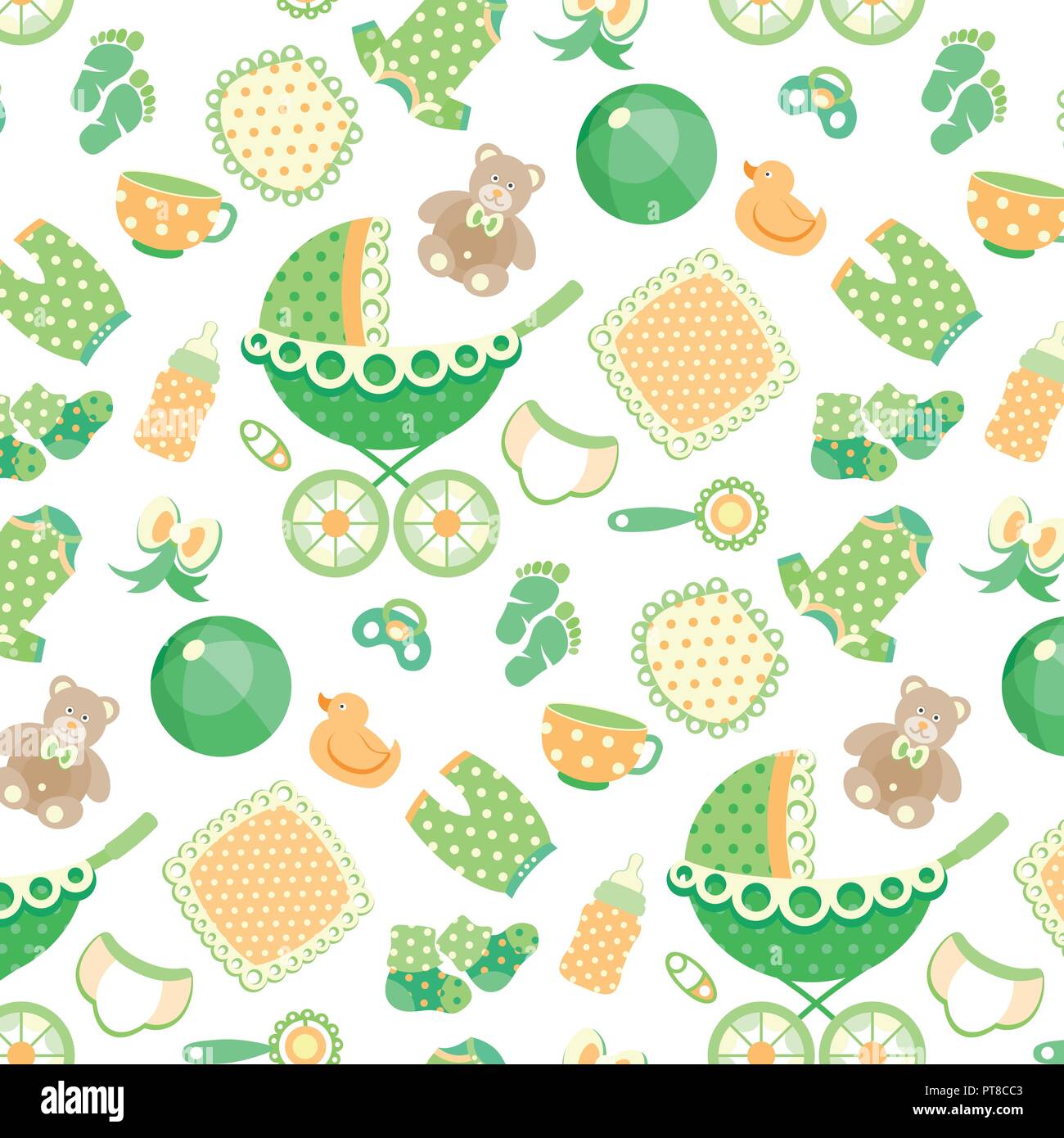 Vector seamless pattern of baby color icons and symbols Stock Vector ...