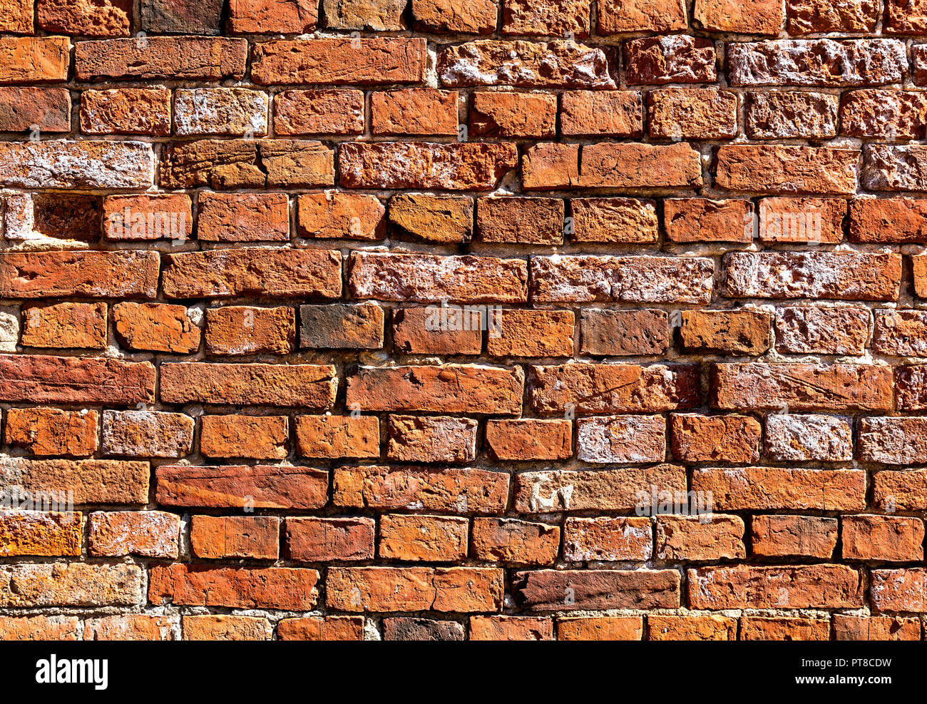 Background of old weathered red brick wall. Bricks masonry as texture ...