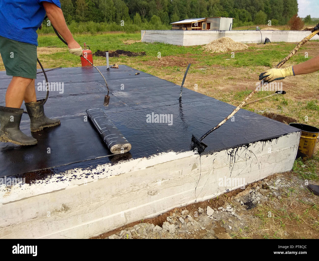 isolation and waterproofing of the foundation of the building on the ...