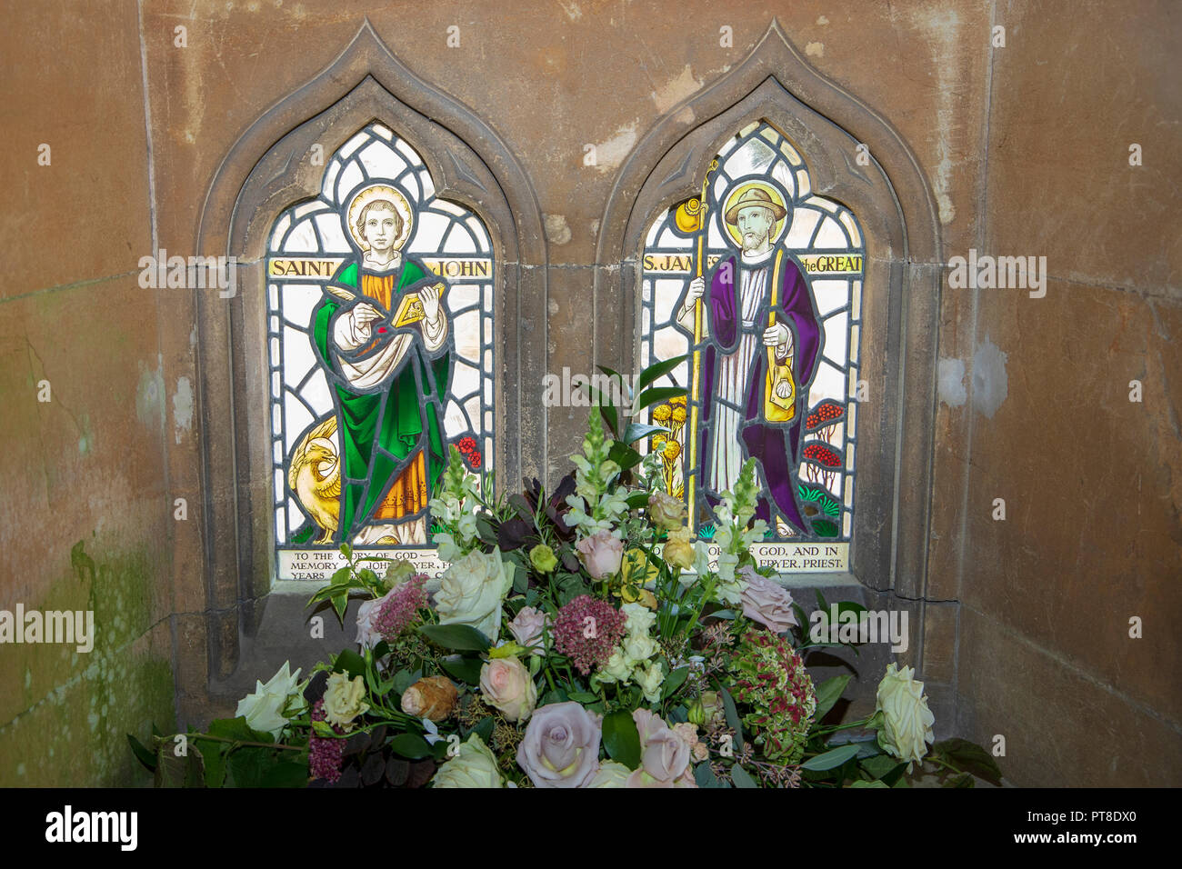 Stained Glass in the Porchway at Holy Trinity, Newton St. Loe. Bath UK ...