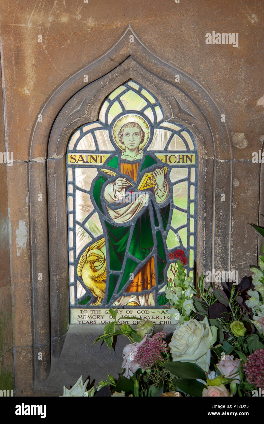 Stained Glass in the Porchway at Holy Trinity, Newton St. Loe. Bath UK ...