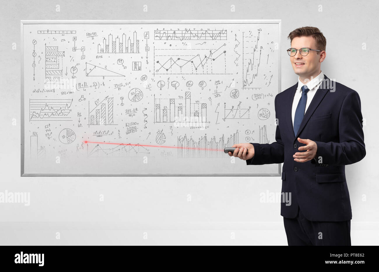 Professor with laser pointer teaching geometry Stock Photo - Alamy