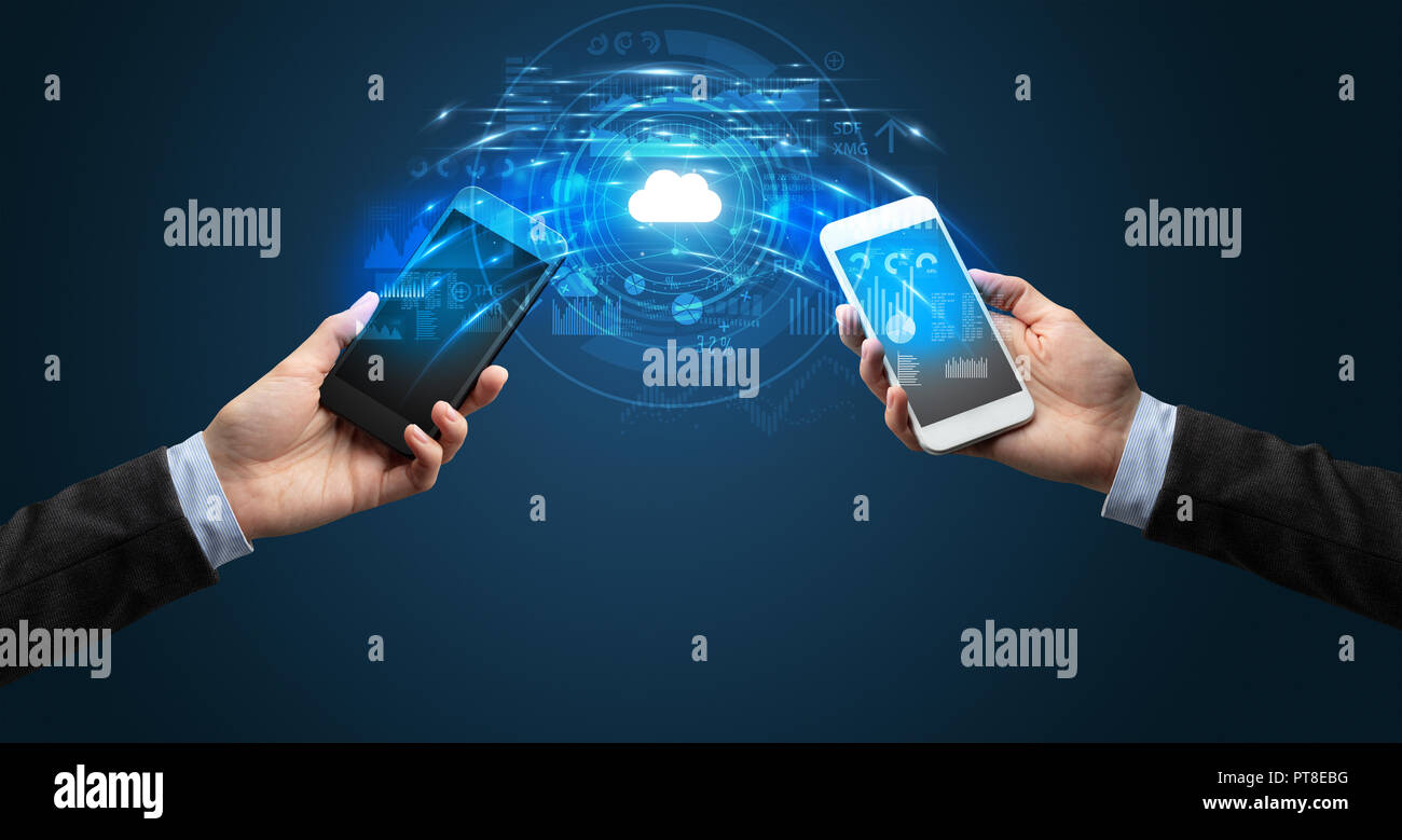 Two smart phones technology transfer hi-res stock photography and ...