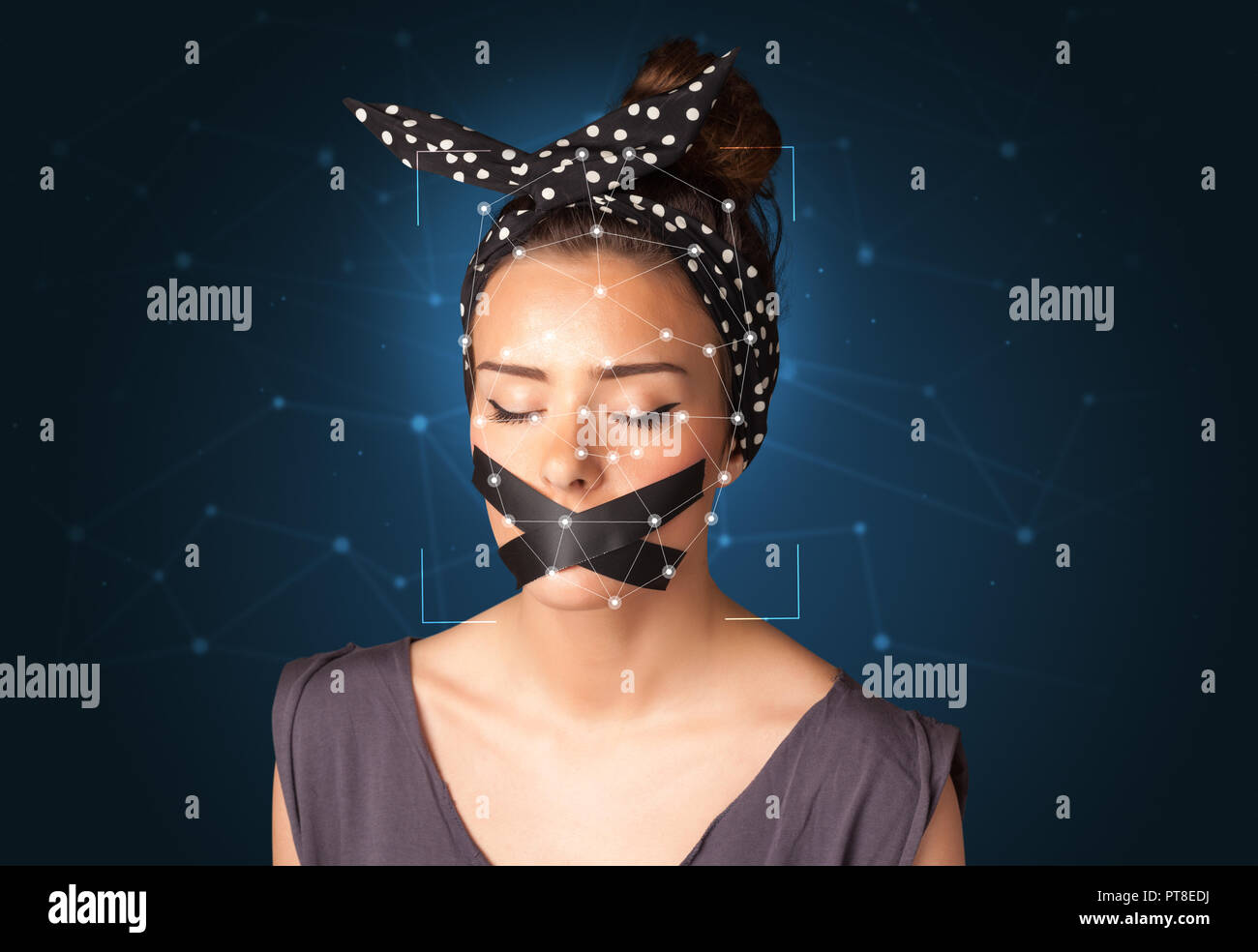 Recognition of a face by layering a mesh. Biometric verification and ...