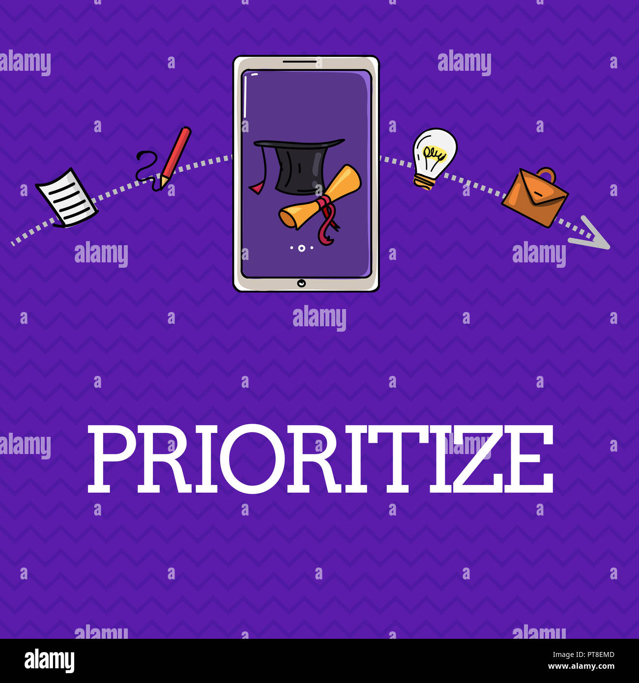 Handwriting text Prioritize. Concept meaning Organize designate or ...