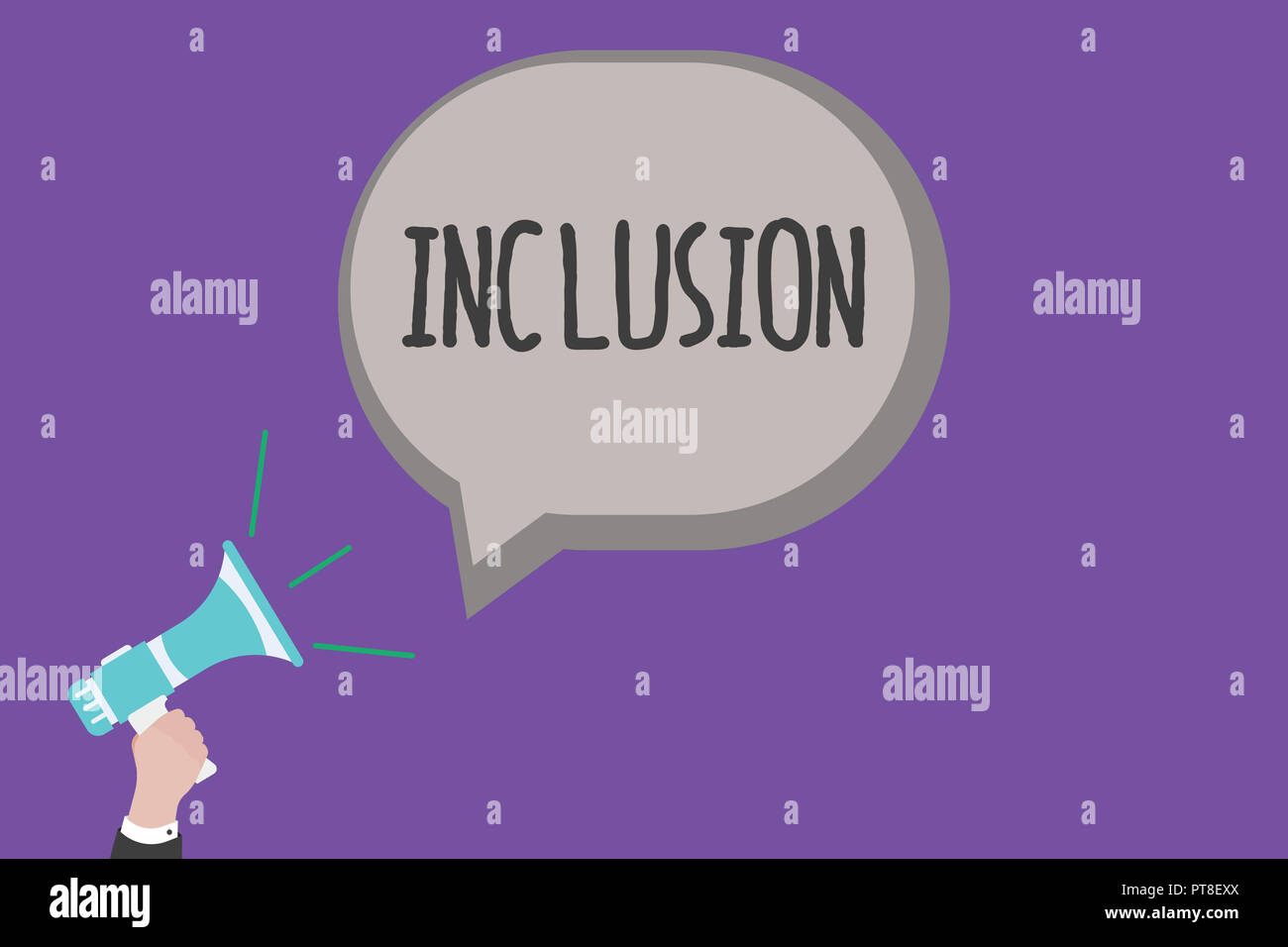 Handwriting text Inclusion. Concept meaning action state including of ...