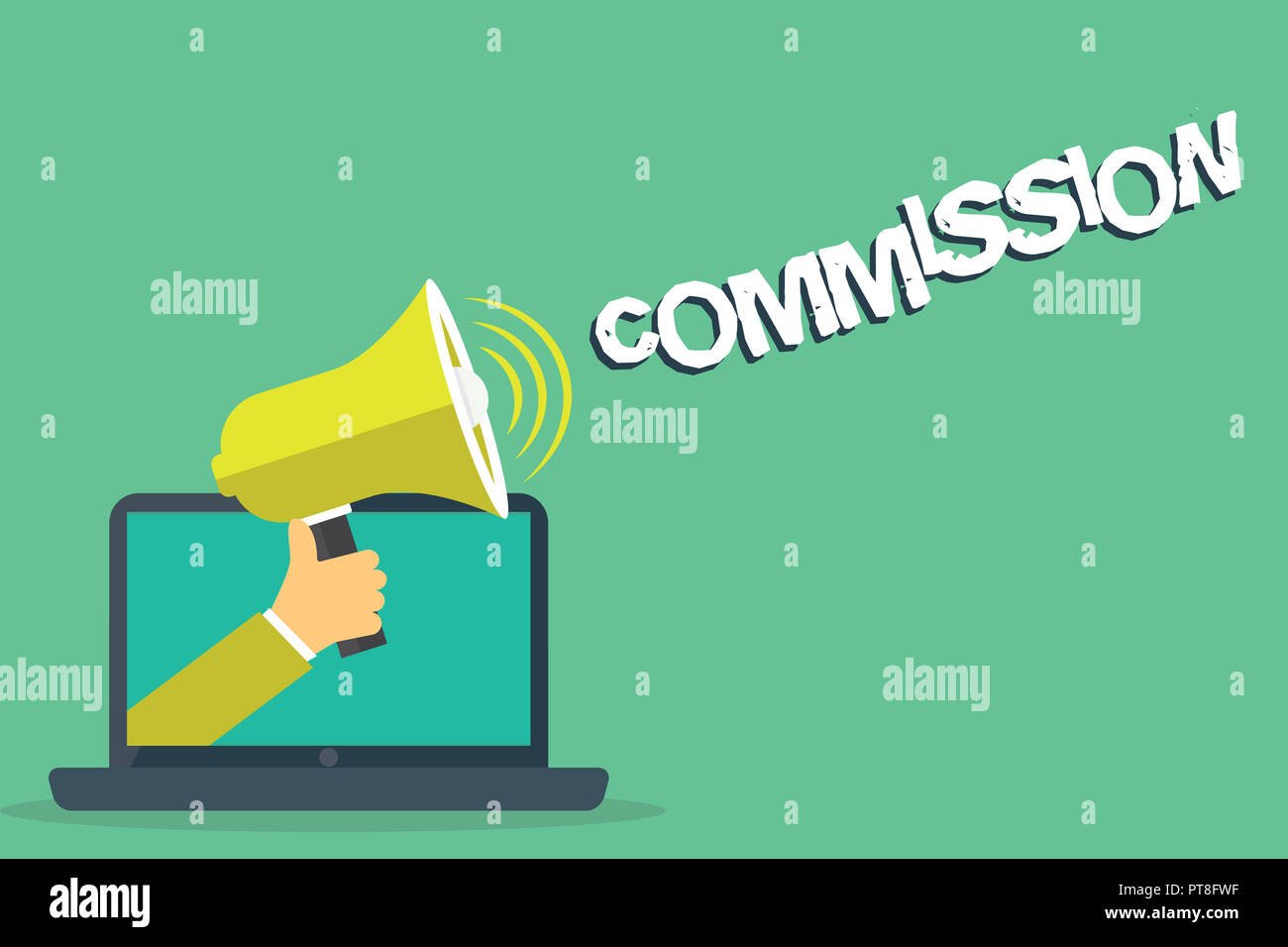 Writing note showing Commission. Business photo showcasing Instruction ...