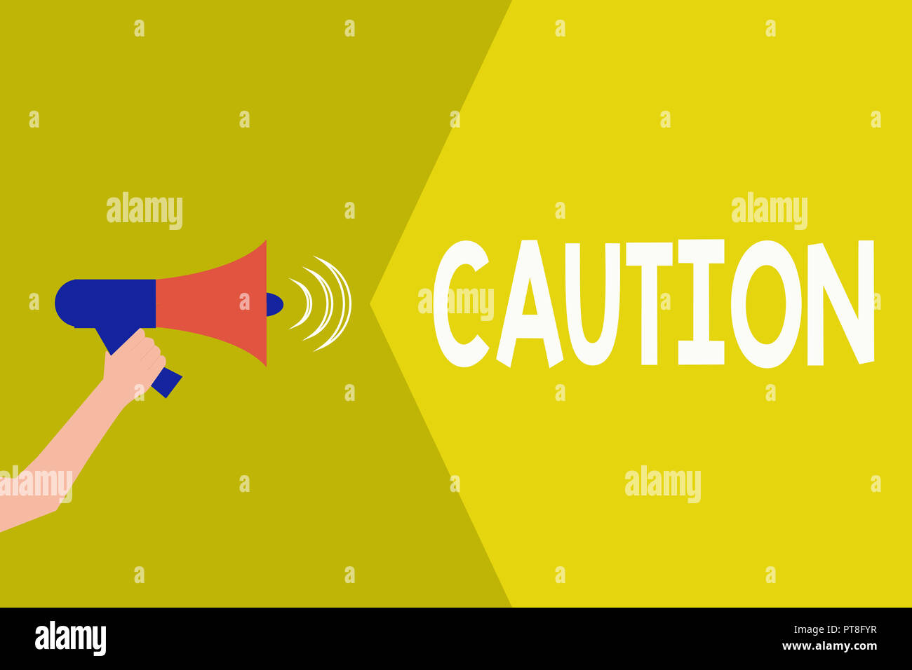 Handwriting text Caution. Concept meaning Care taken to avoid danger or ...