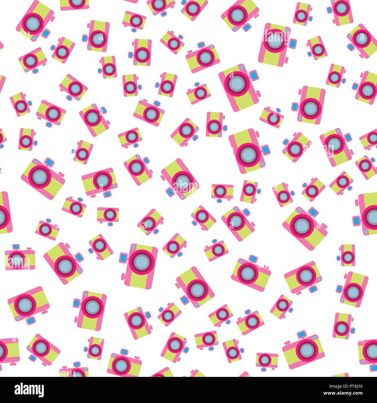 Vector illustration. Seamless pattern. Old-fashioned camera style flat ...