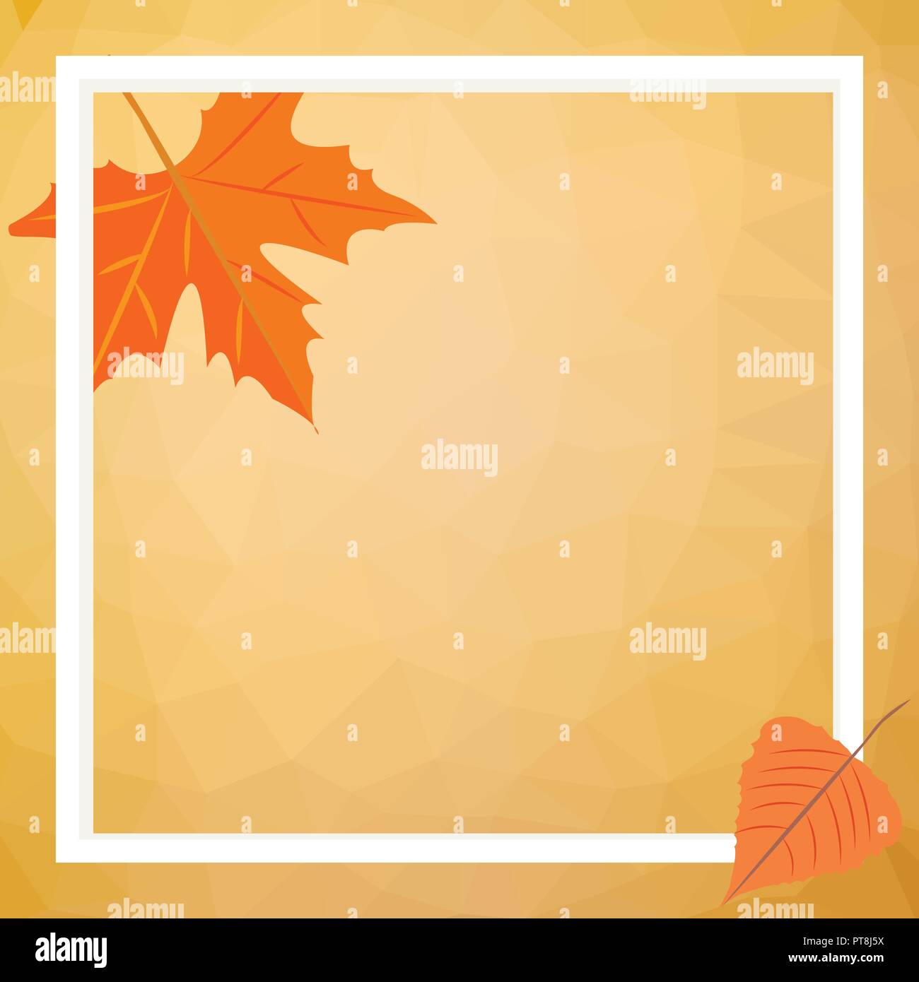 Vector illustration. Yellow maple leaf on a colored polygonal ...