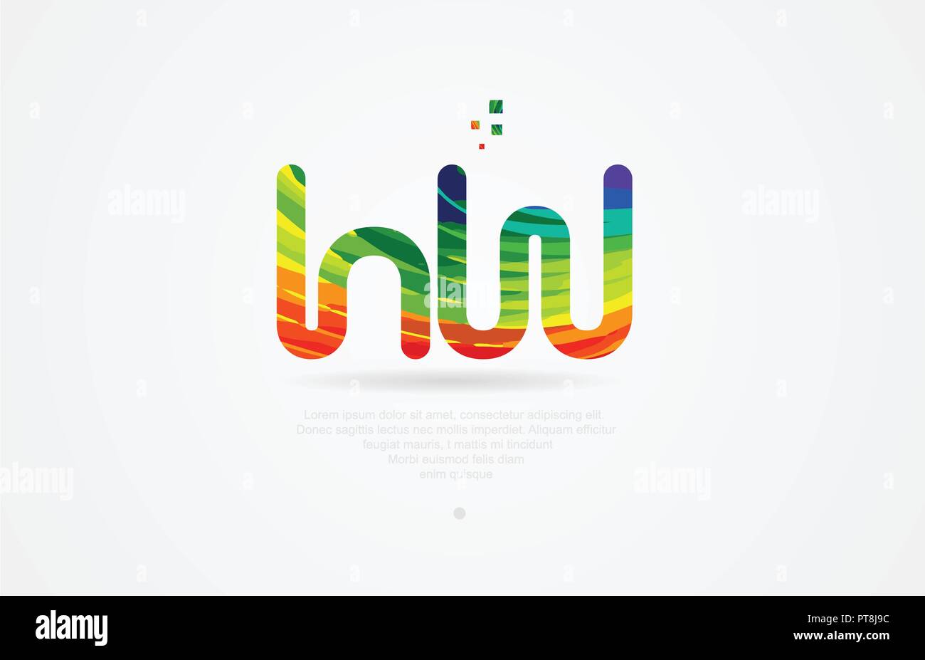 hw h w alphabet letter logo icon combination design with rainbow color ...