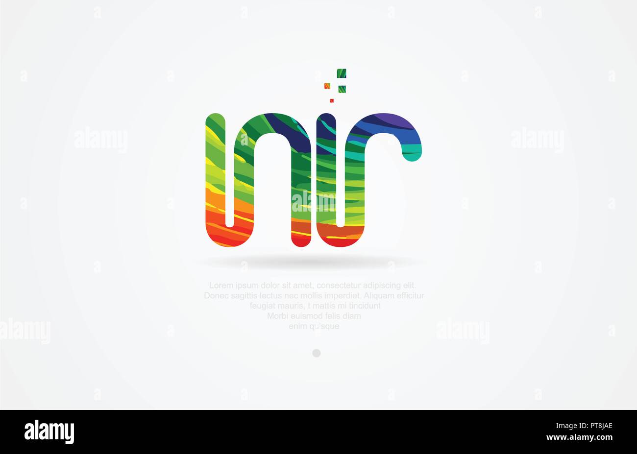 nr n r alphabet letter logo icon combination design with rainbow color ...