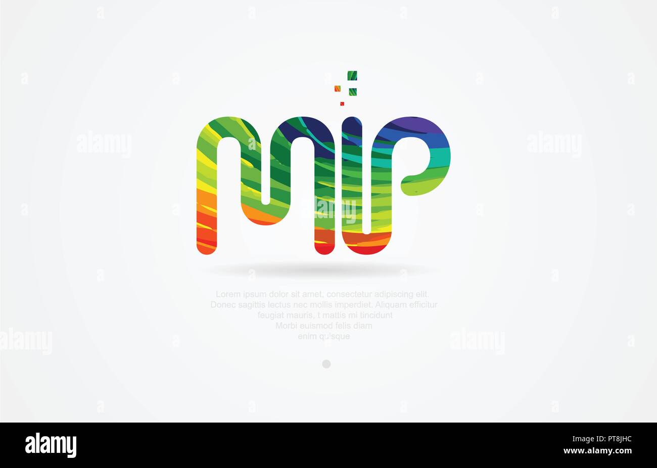 mp m p alphabet letter logo icon combination design with rainbow color ...