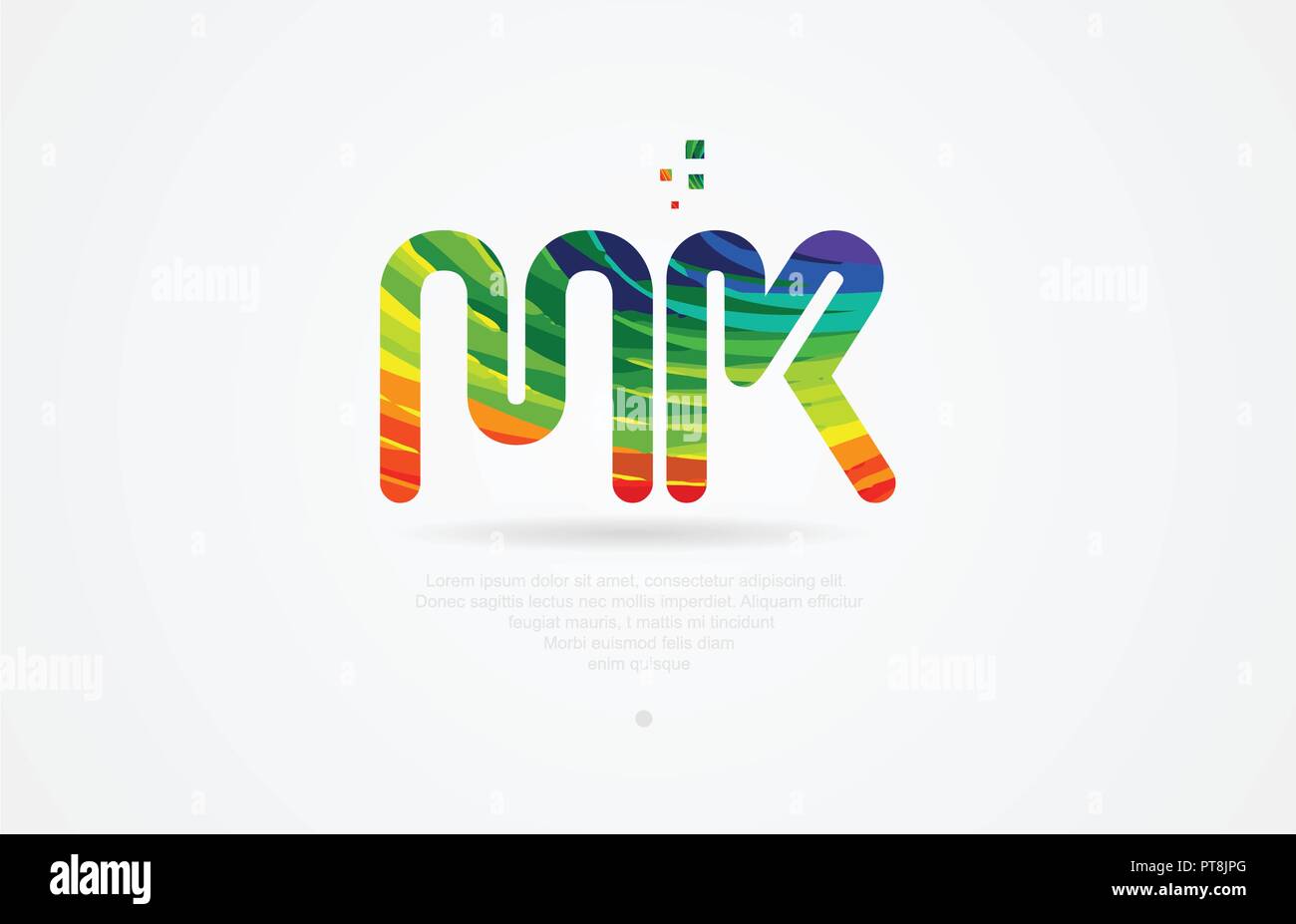 mk m k alphabet letter logo icon combination design with rainbow color ...