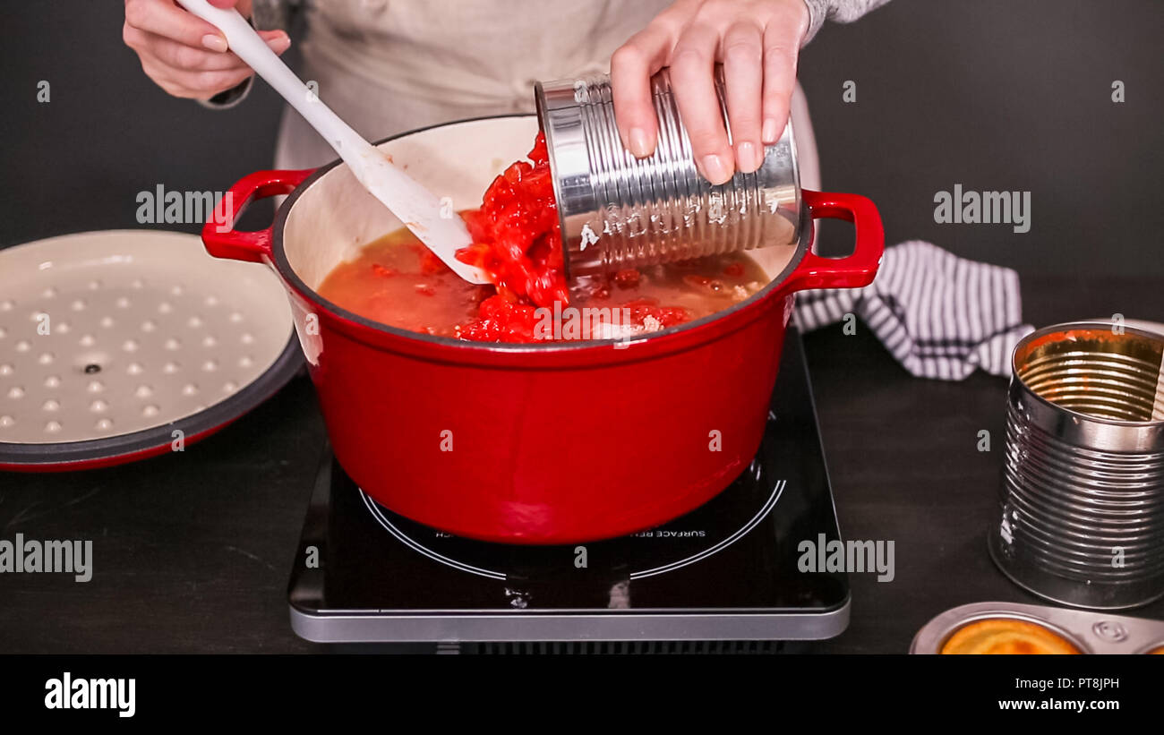 Step by step. Cooking turkey chili in enameled cast iron covered dutch ...