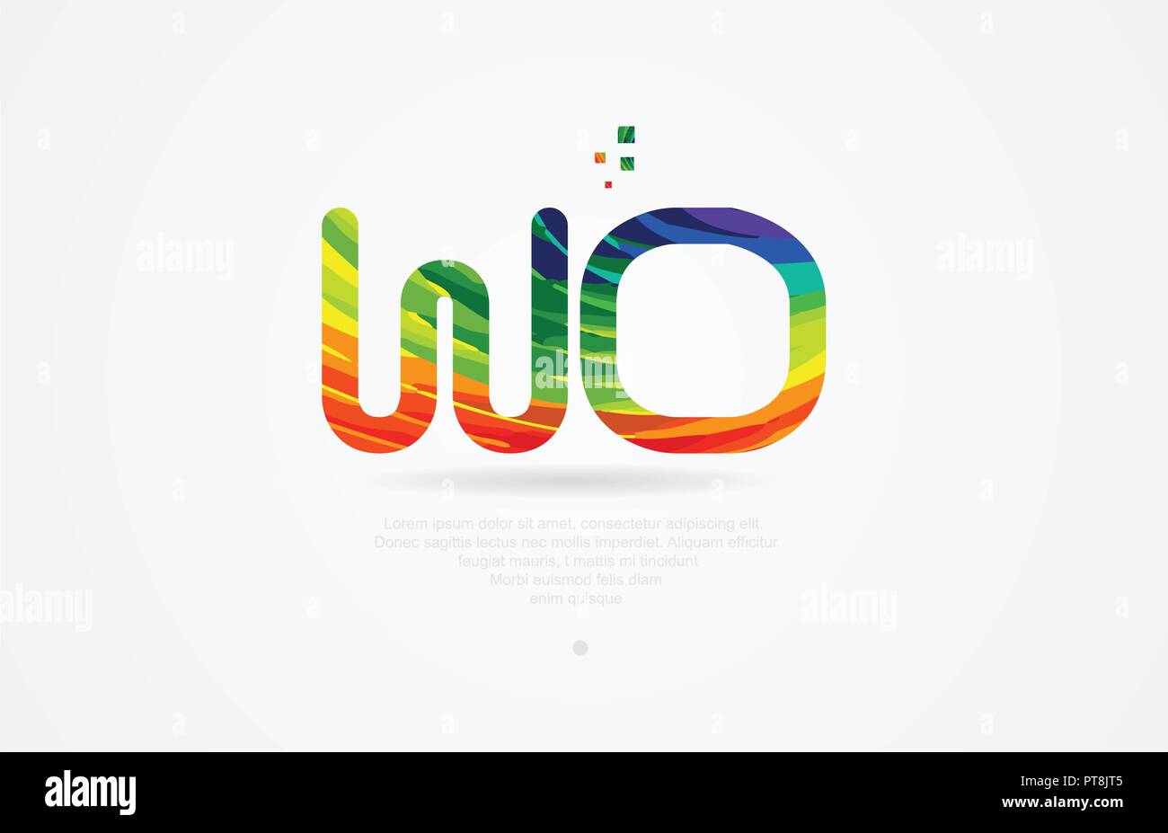 wo w o alphabet letter logo icon combination design with rainbow color ...
