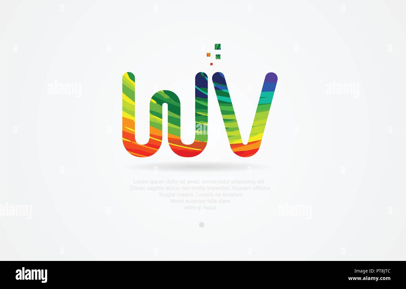 wv w v alphabet letter logo icon combination design with rainbow color ...