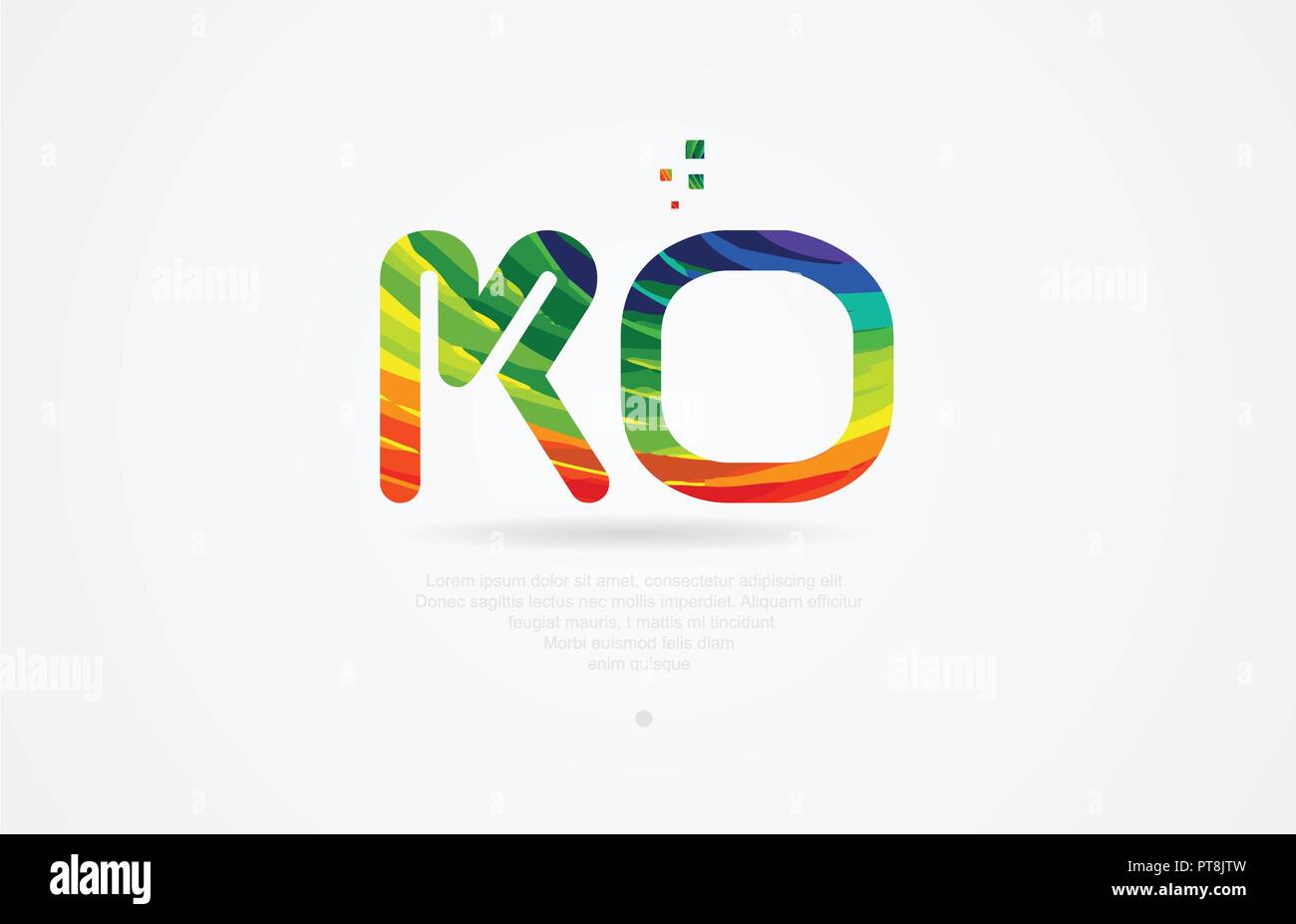 ko k o alphabet letter logo icon combination design with rainbow color ...