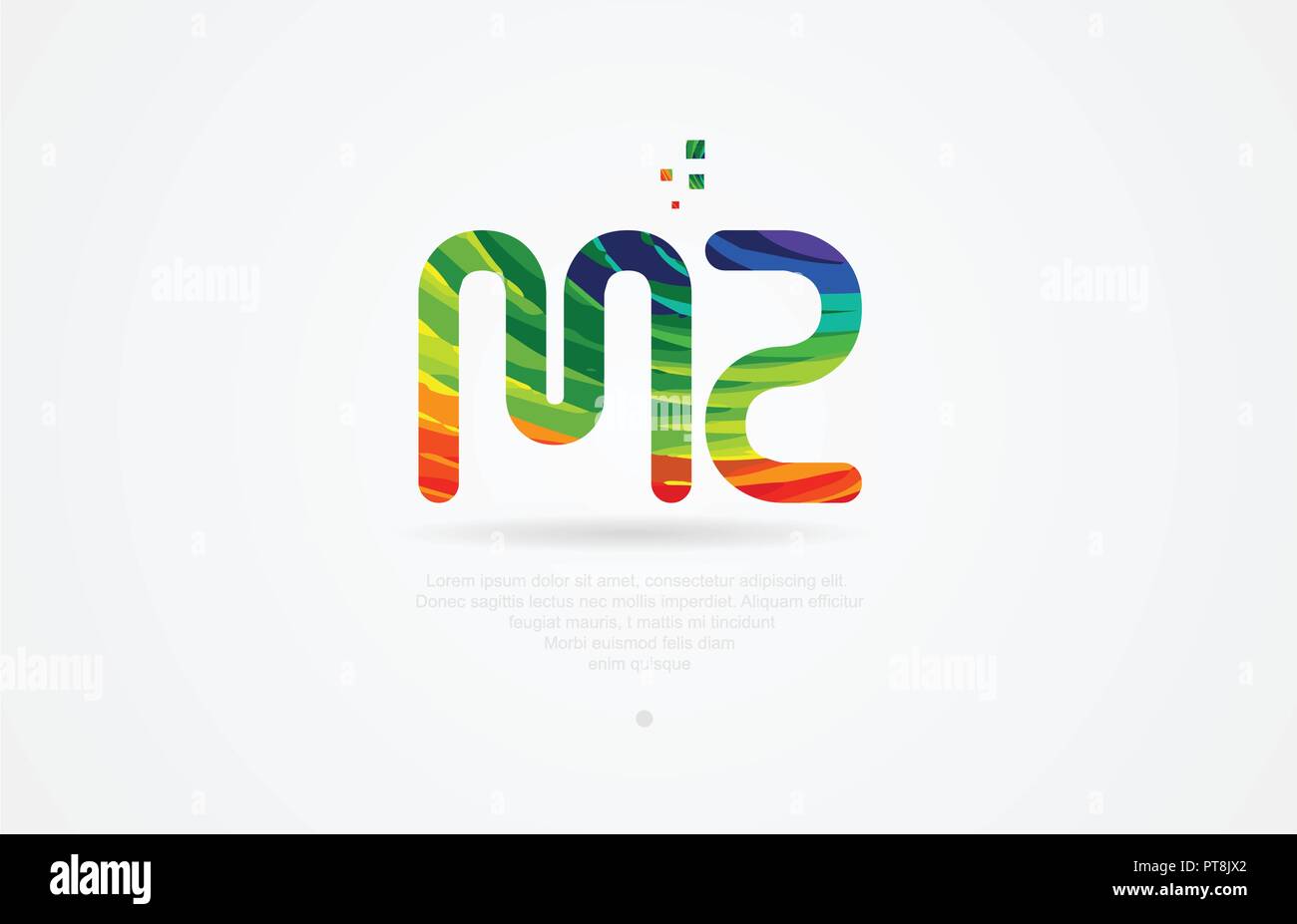 mz m z alphabet letter logo icon combination design with rainbow color ...