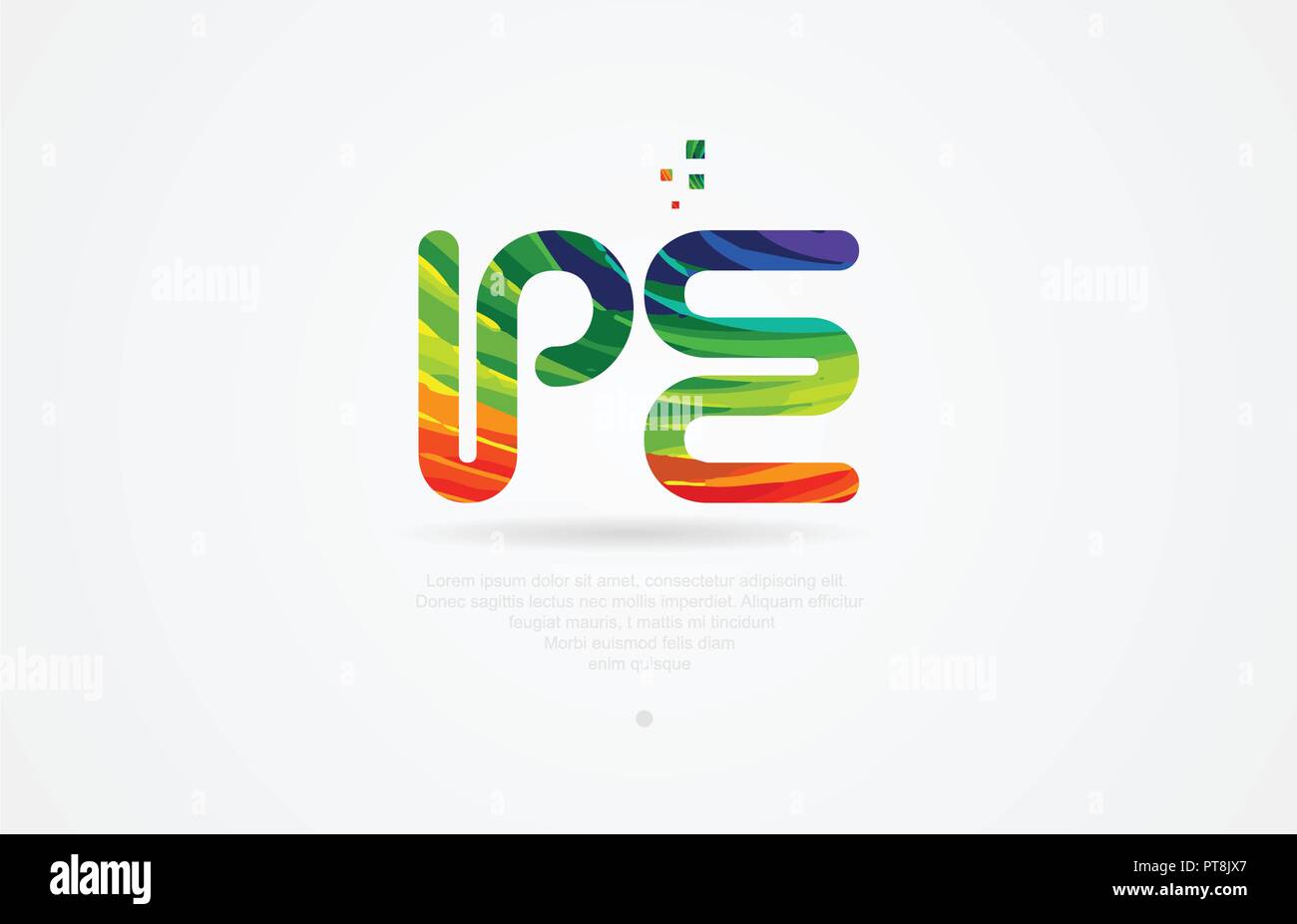 pe p e alphabet letter logo icon combination design with rainbow color ...