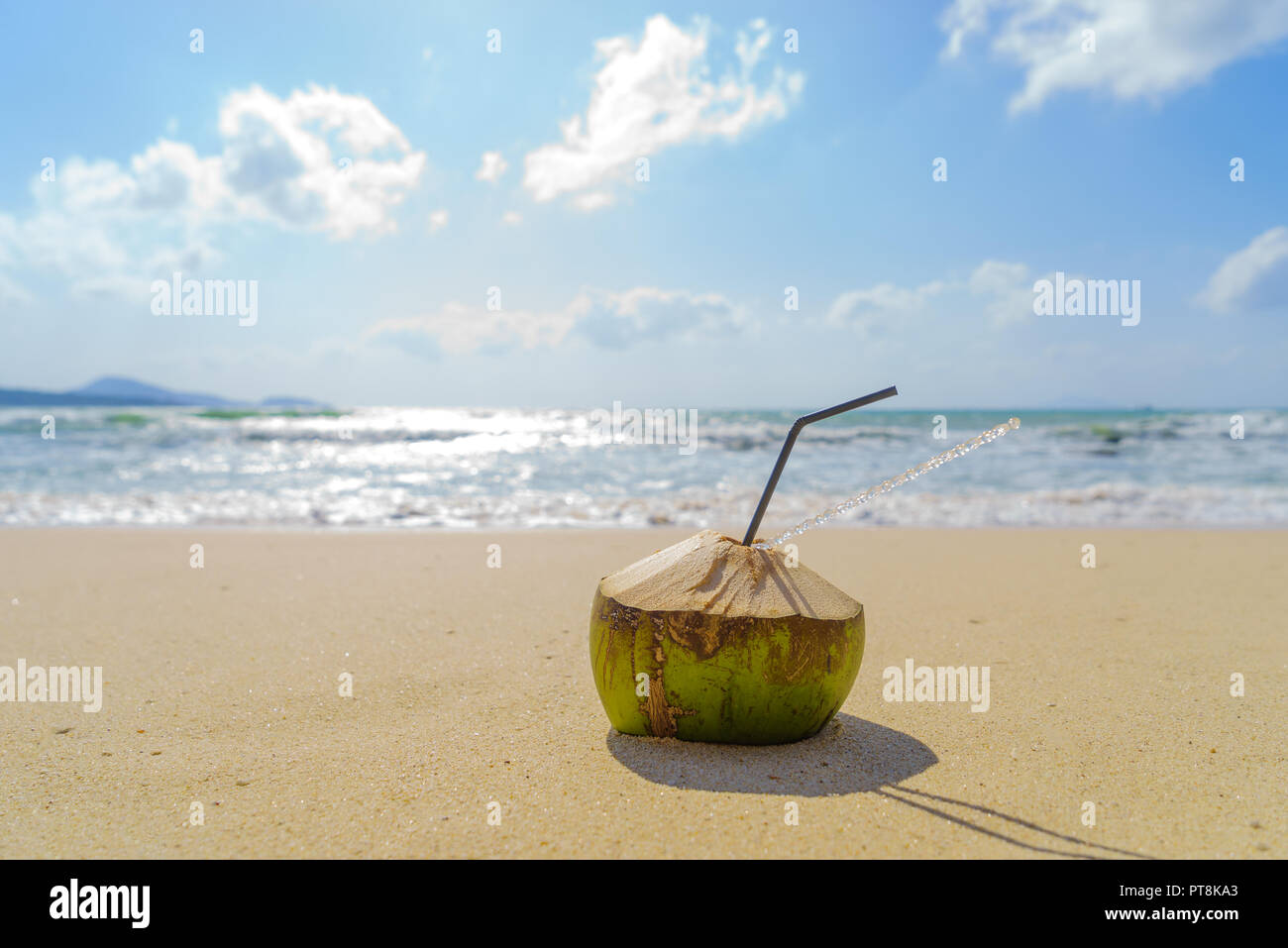 Coconut drinking straw on palm hi-res stock photography and images - Alamy