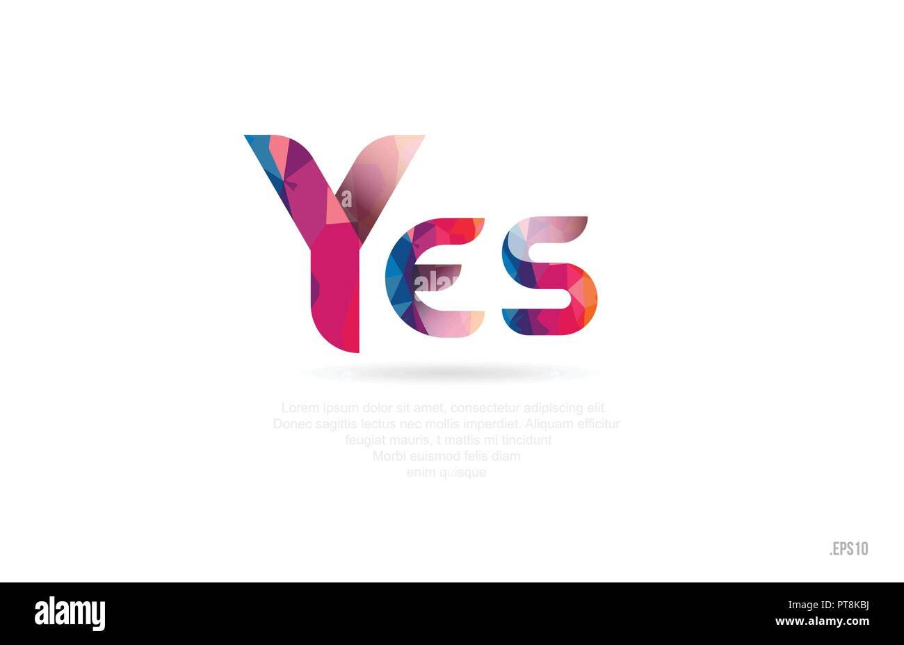 yes colored rainbow word text suitable for card, brochure or typography ...