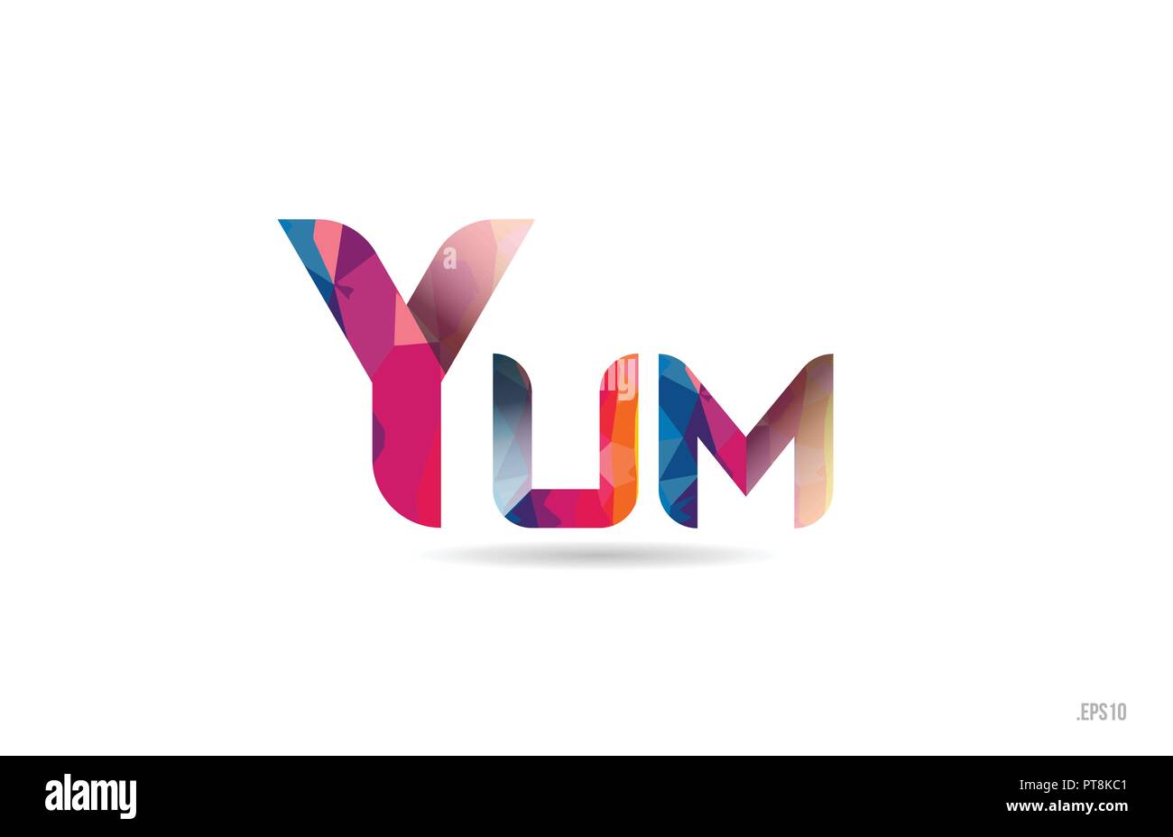yum colored rainbow word text suitable for card, brochure or typography ...