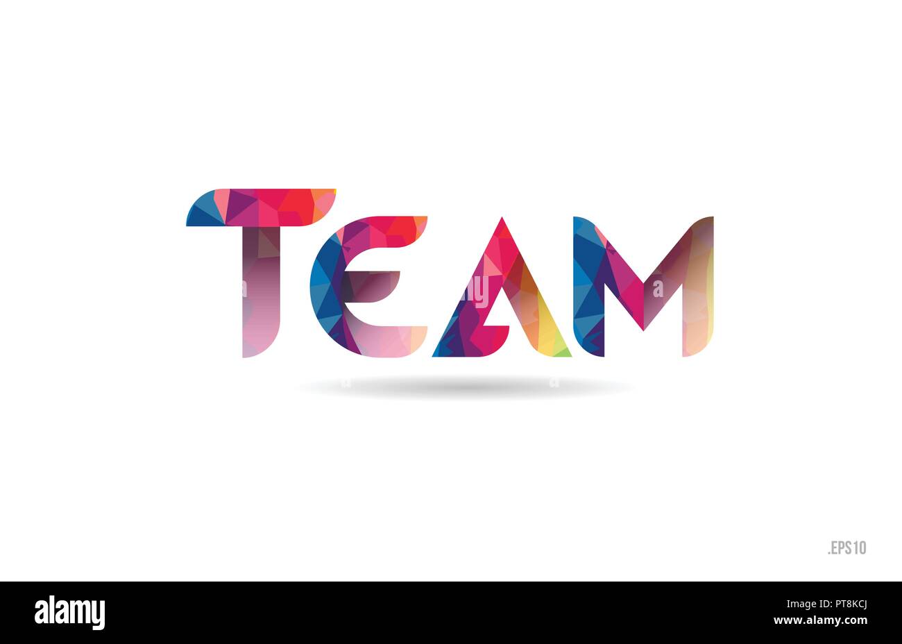 team colored rainbow word text suitable for card, brochure or ...