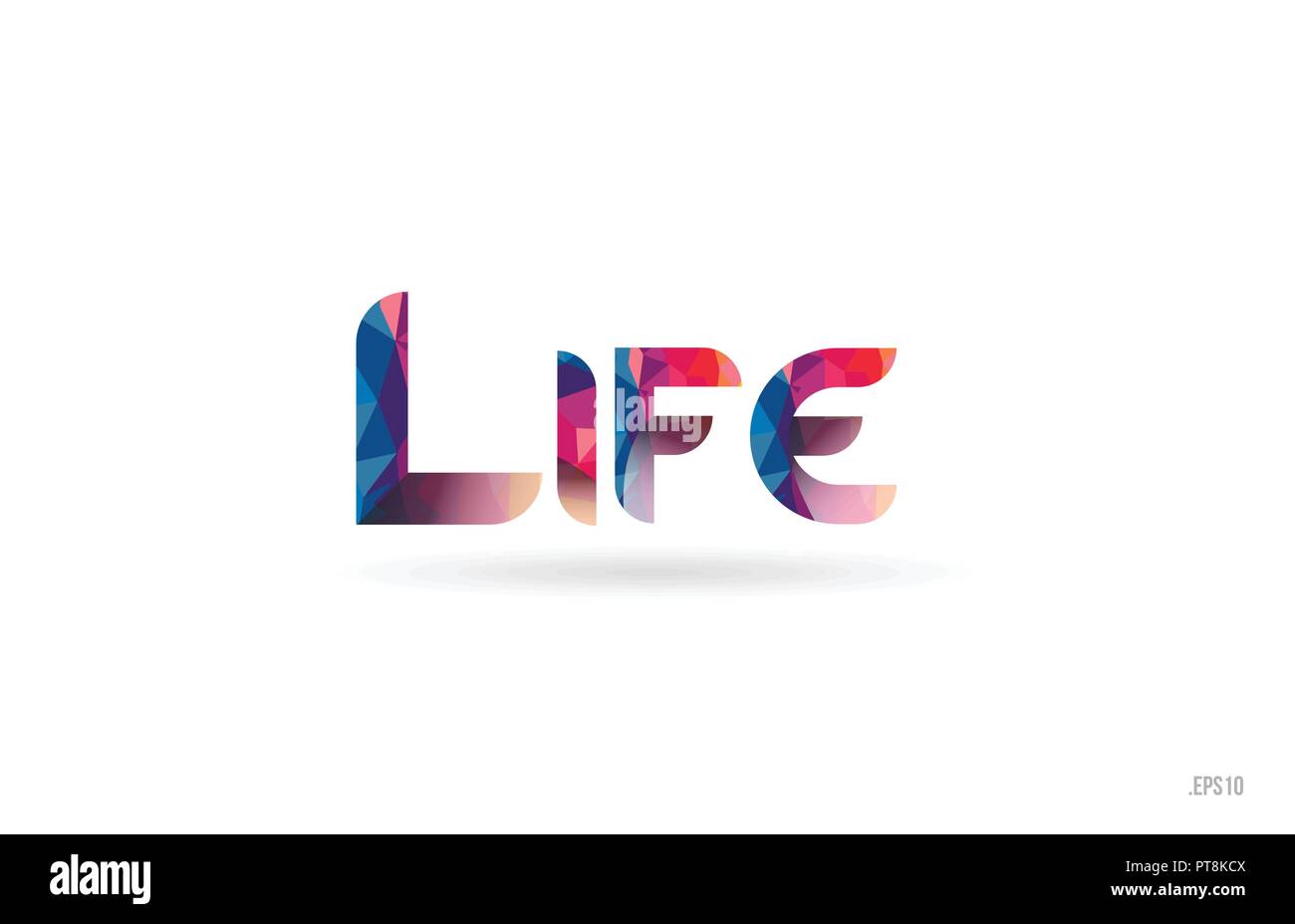 life colored rainbow word text suitable for card, brochure or ...