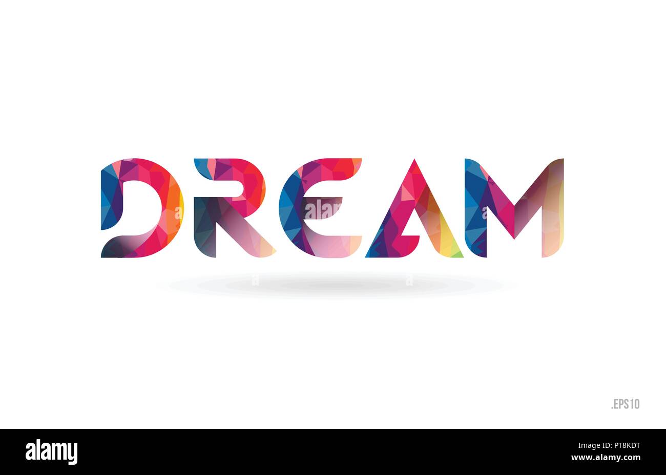 dream colored rainbow word text suitable for card, brochure or ...