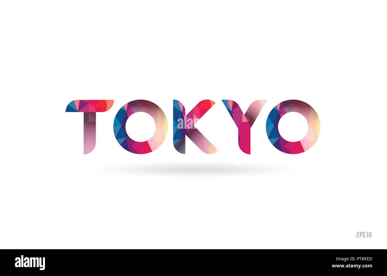 tokyo colored rainbow word text suitable for card, brochure or ...