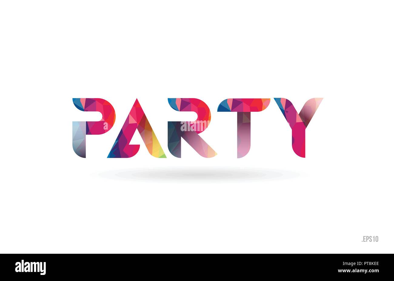 party colored rainbow word text suitable for card, brochure or ...
