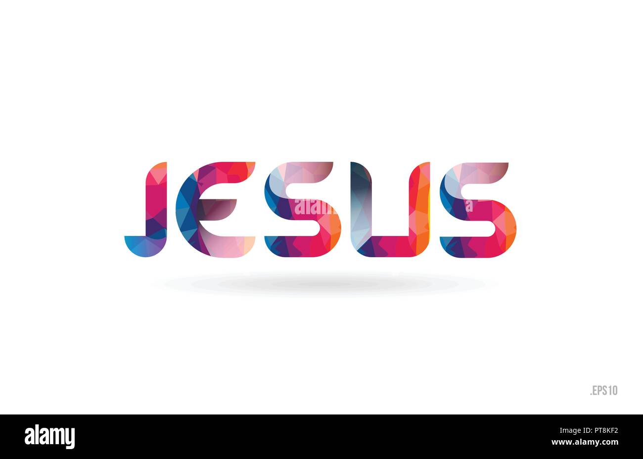 jesus colored rainbow word text suitable for card, brochure or ...