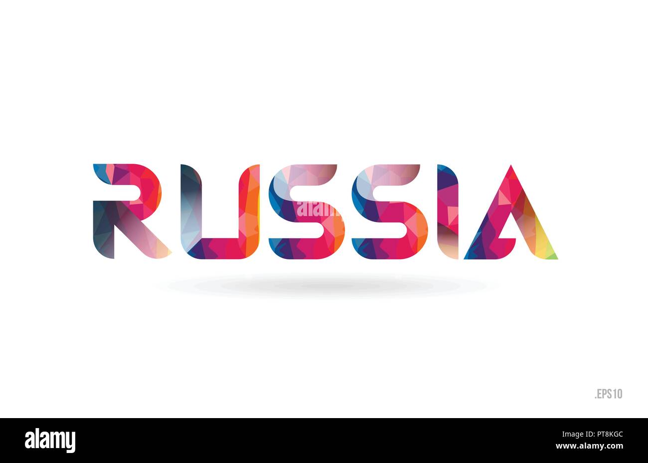 russia colored rainbow word text suitable for card, brochure or ...