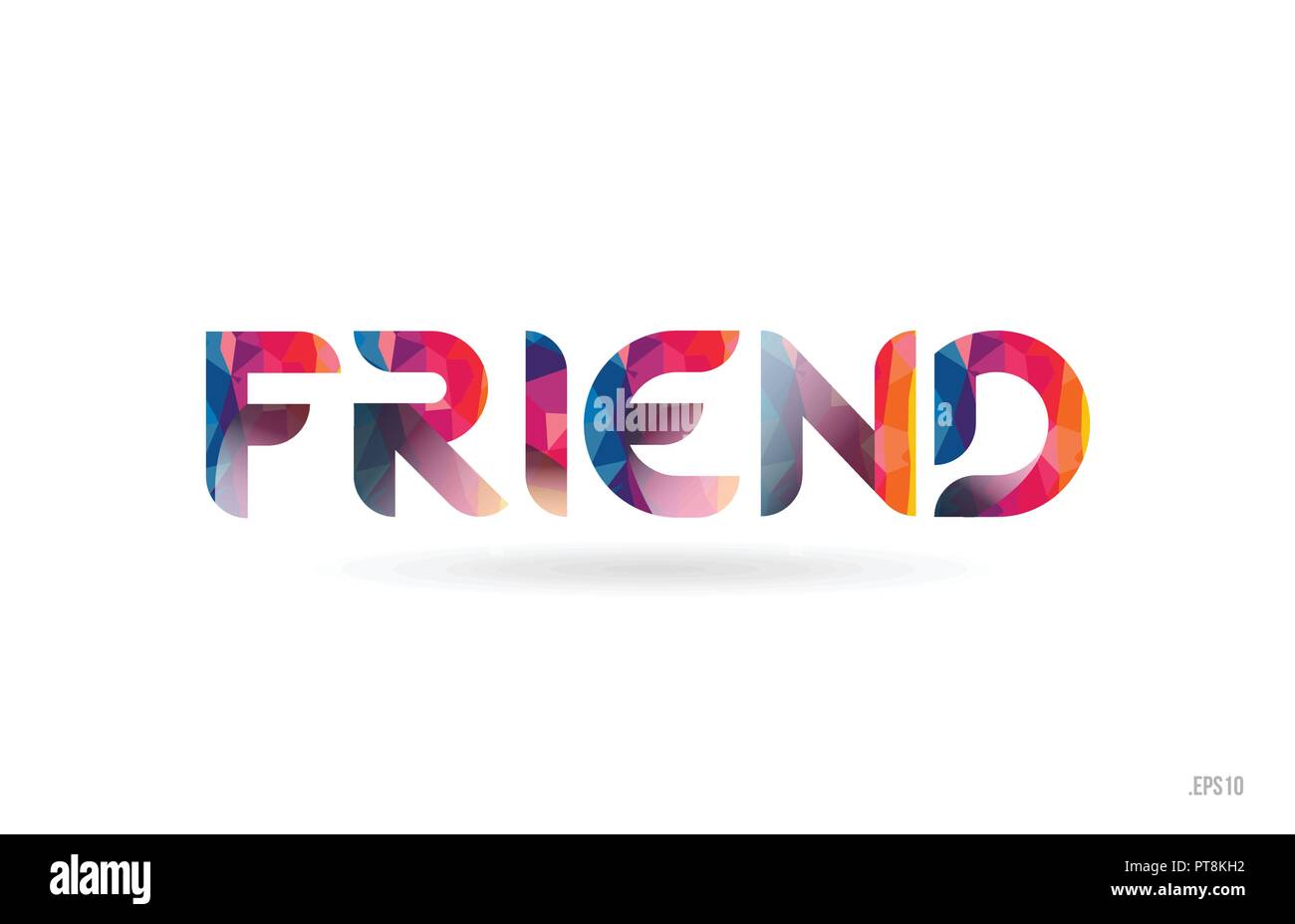 friend colored rainbow word text suitable for card, brochure or ...