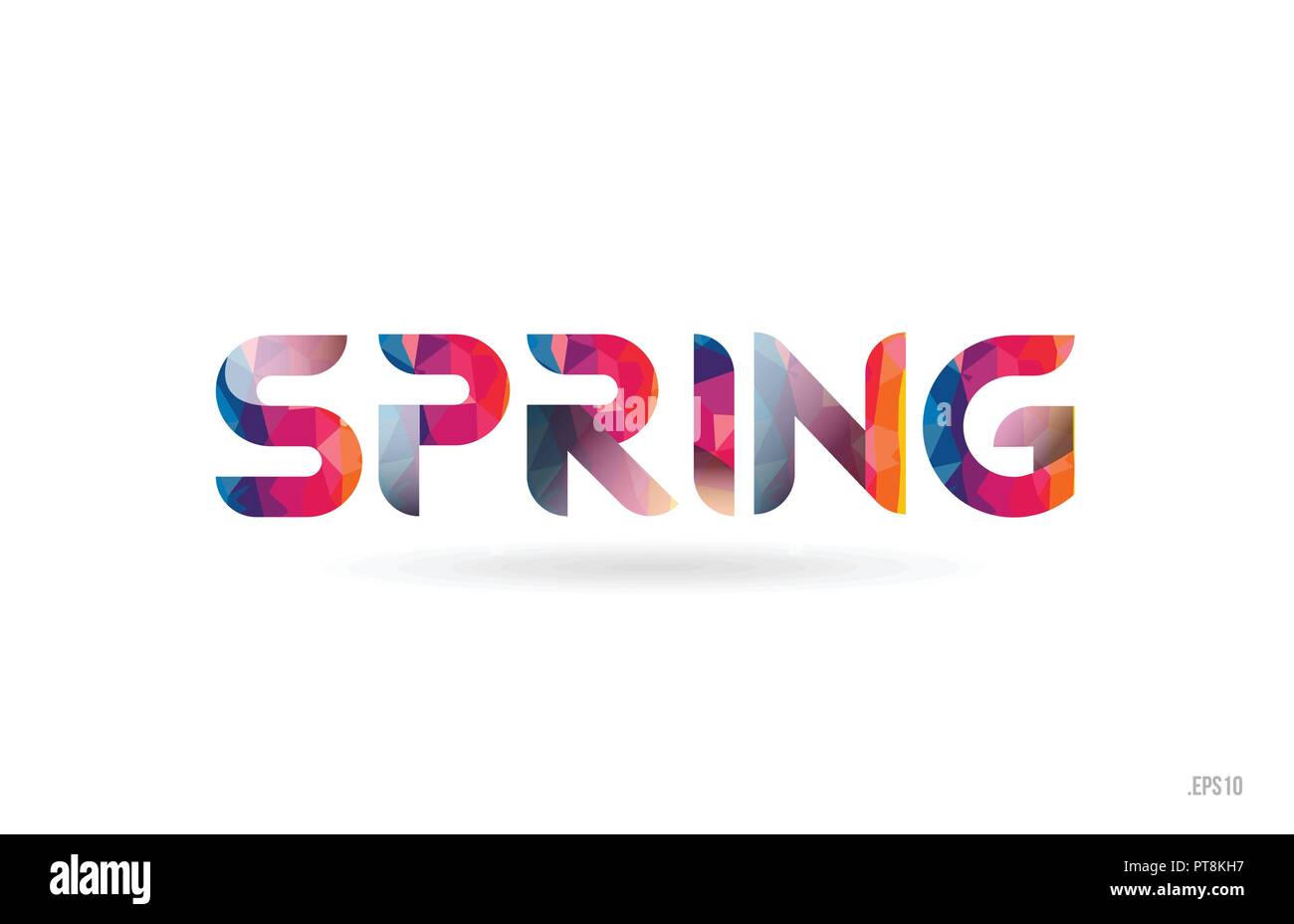 spring colored rainbow word text suitable for card, brochure or ...