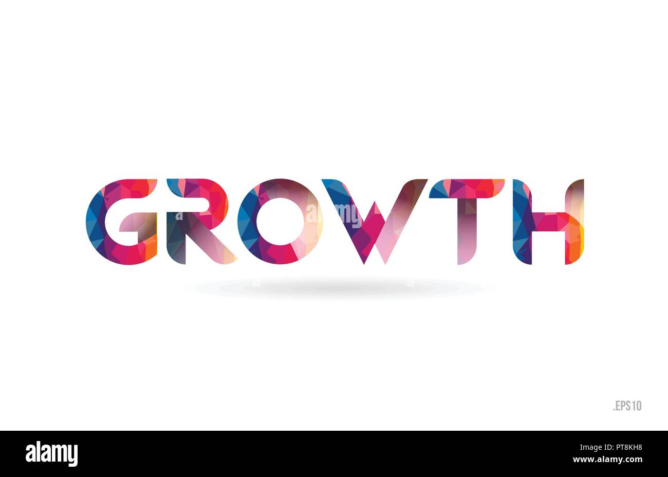 growth colored rainbow word text suitable for card, brochure or ...