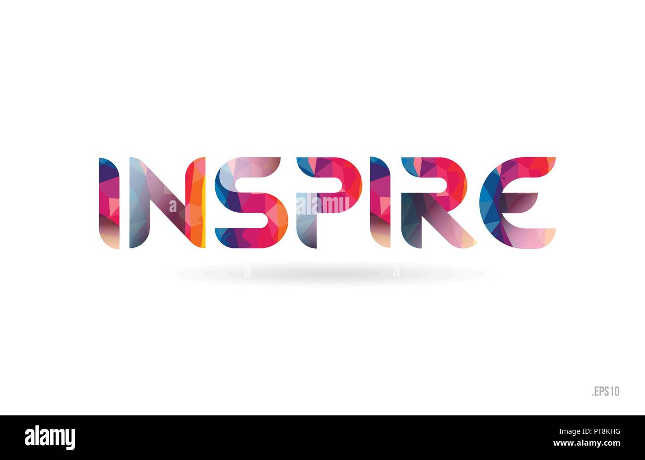 inspire colored rainbow word text suitable for card, brochure or ...