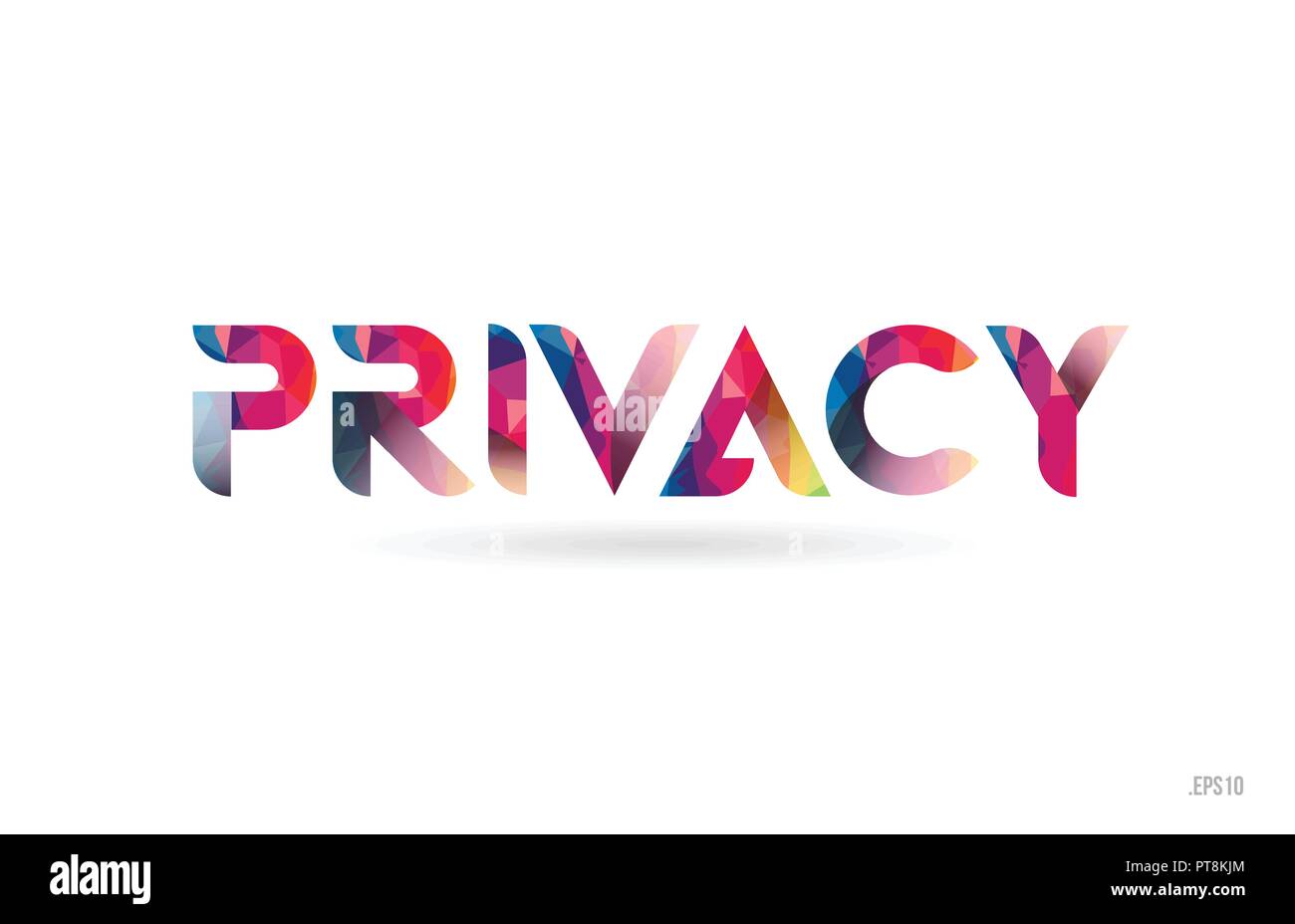 privacy colored rainbow word text suitable for card, brochure or ...