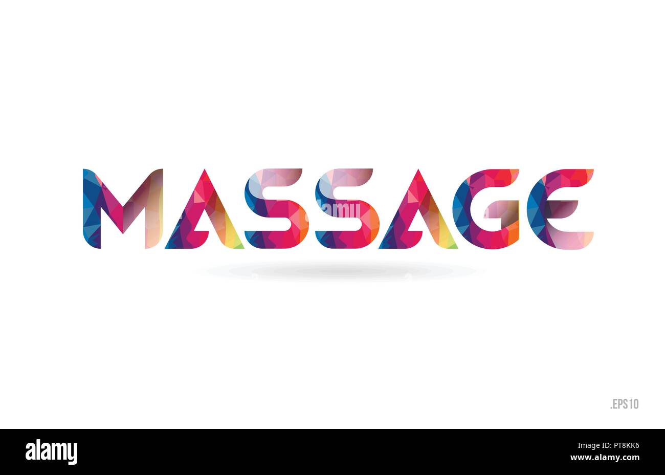 massage colored rainbow word text suitable for card, brochure or ...