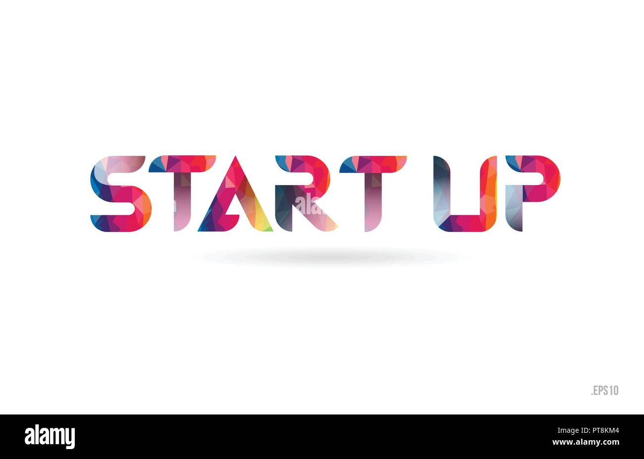 start up colored rainbow word text suitable for card, brochure or ...