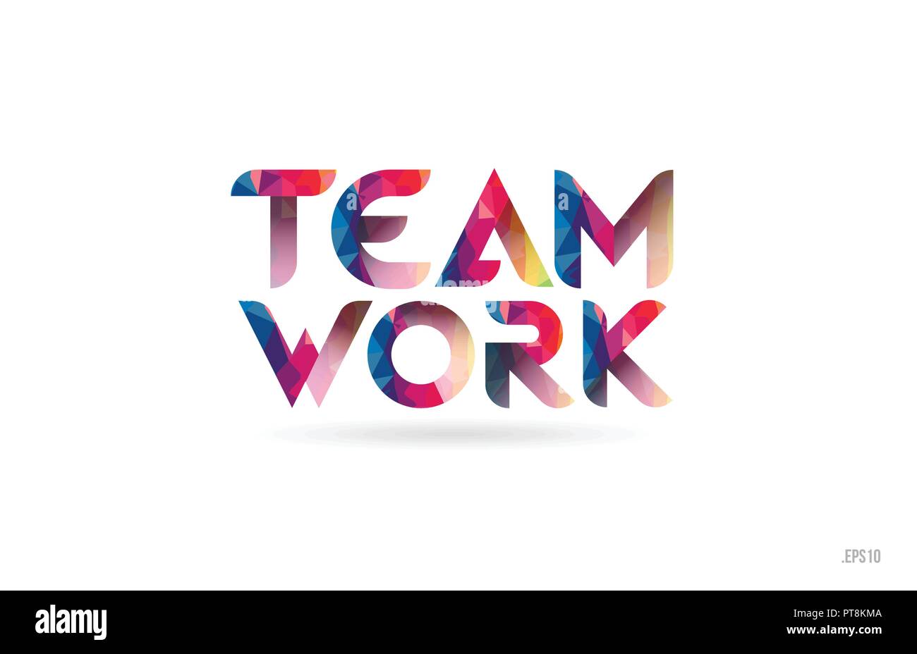 teamwork colored rainbow word text suitable for card, brochure or ...