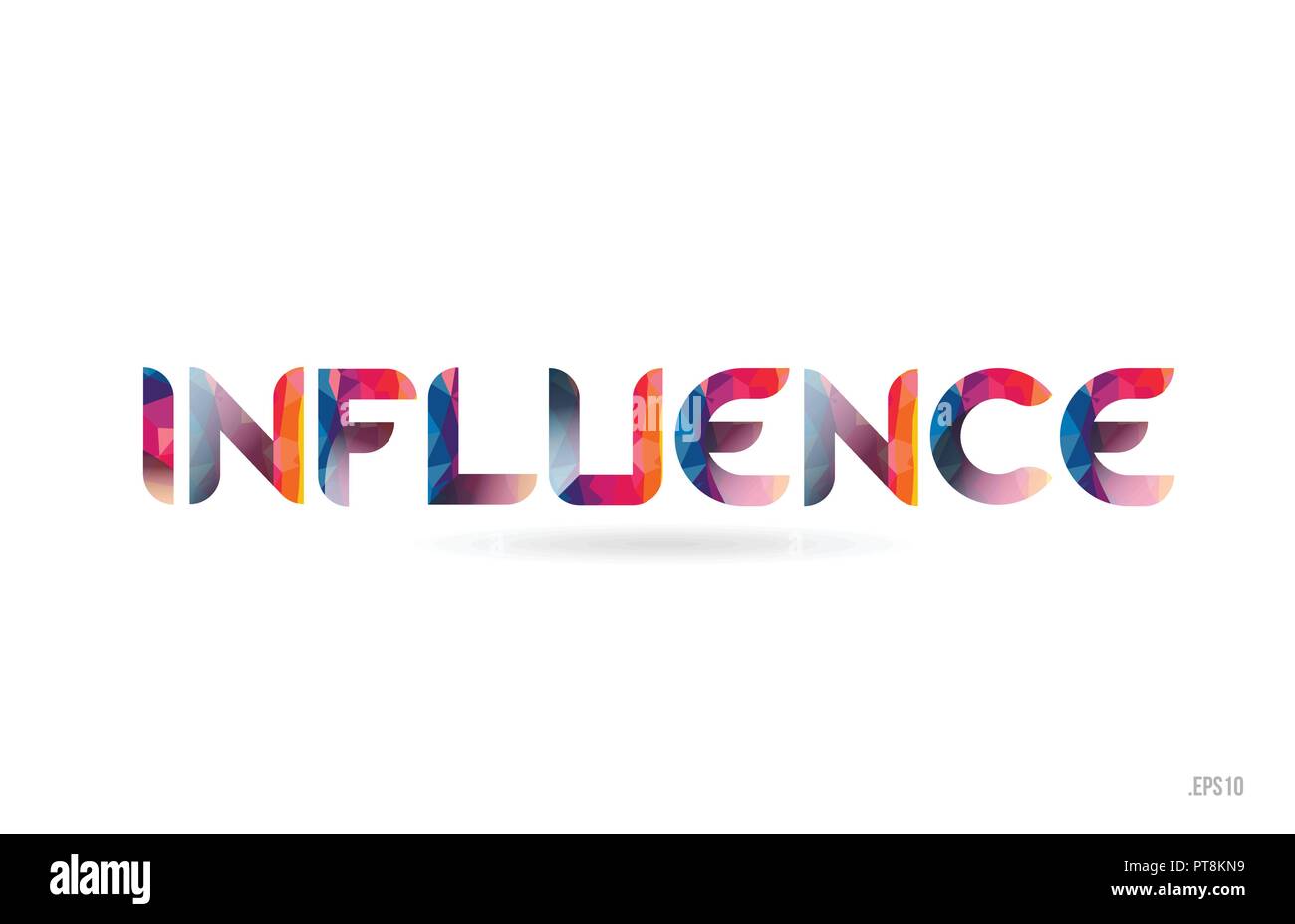 influence colored rainbow word text suitable for card, brochure or ...
